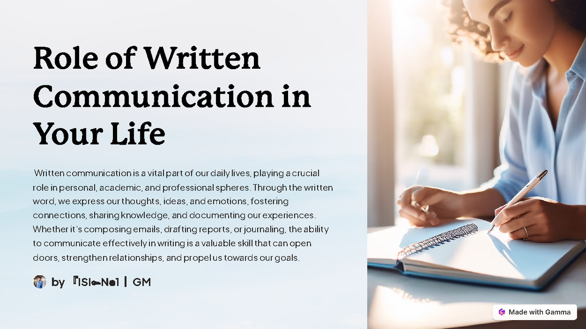 Role of Written Communication in Your Life - Role of Written ...