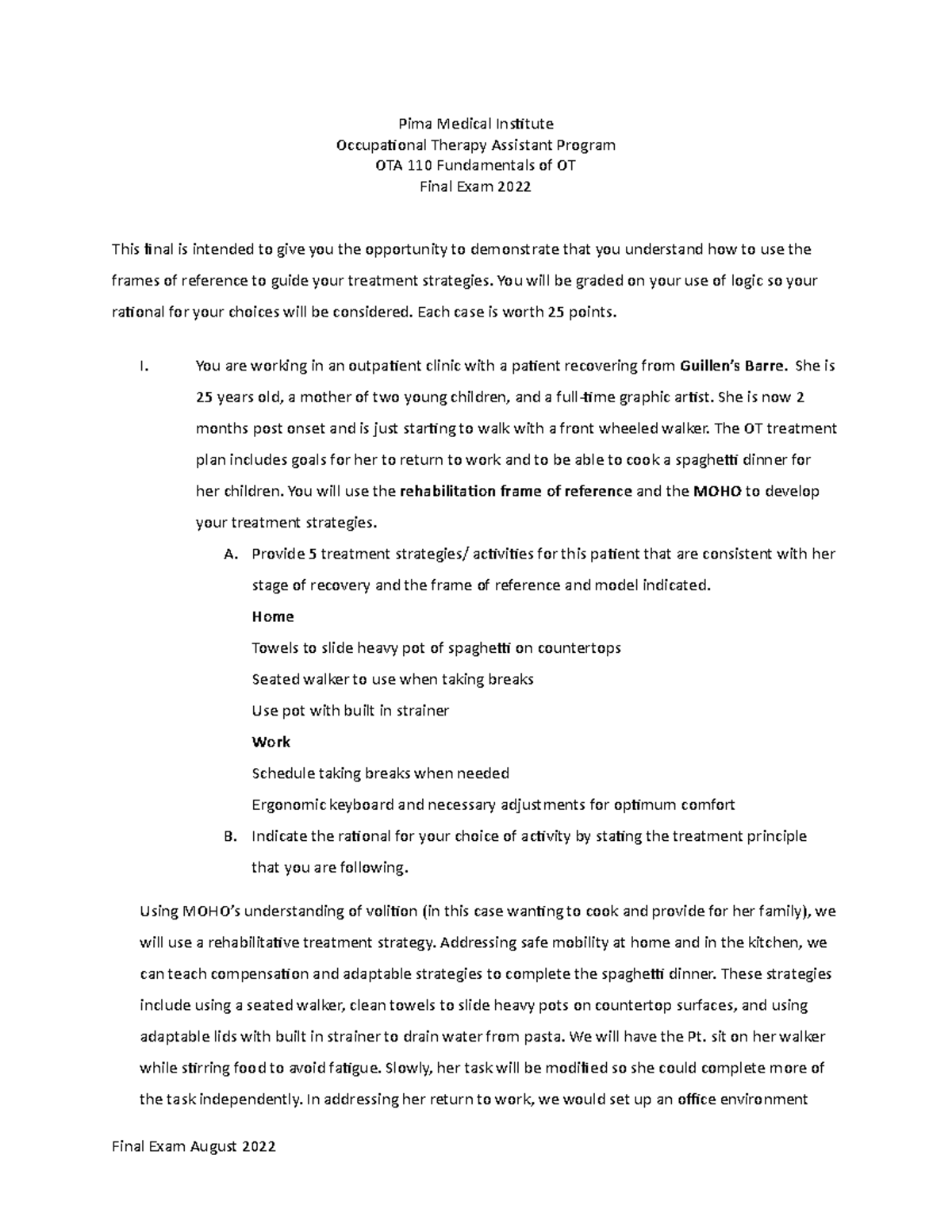 FUND Final 2022 - OTA study - Pima Medical Institute Occupational ...