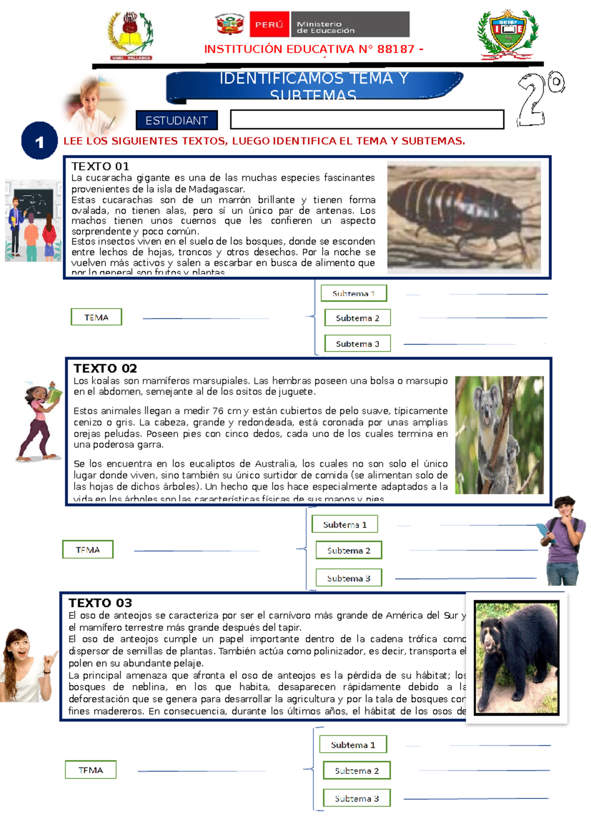 Práctica 2° TEMA Y Subtema 2024 - LEE LOS SIGUIENTES TEXTOS, LUEGO ...