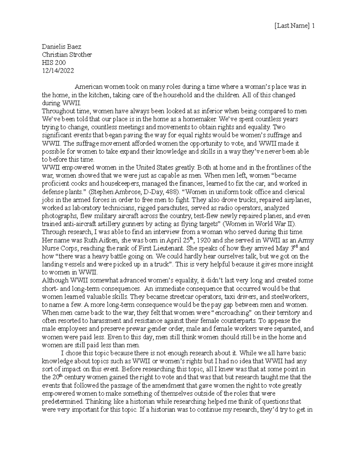 Module 8 Essay - [Last Name] 1 Danielis Baez Christian Strother HIS 200 ...