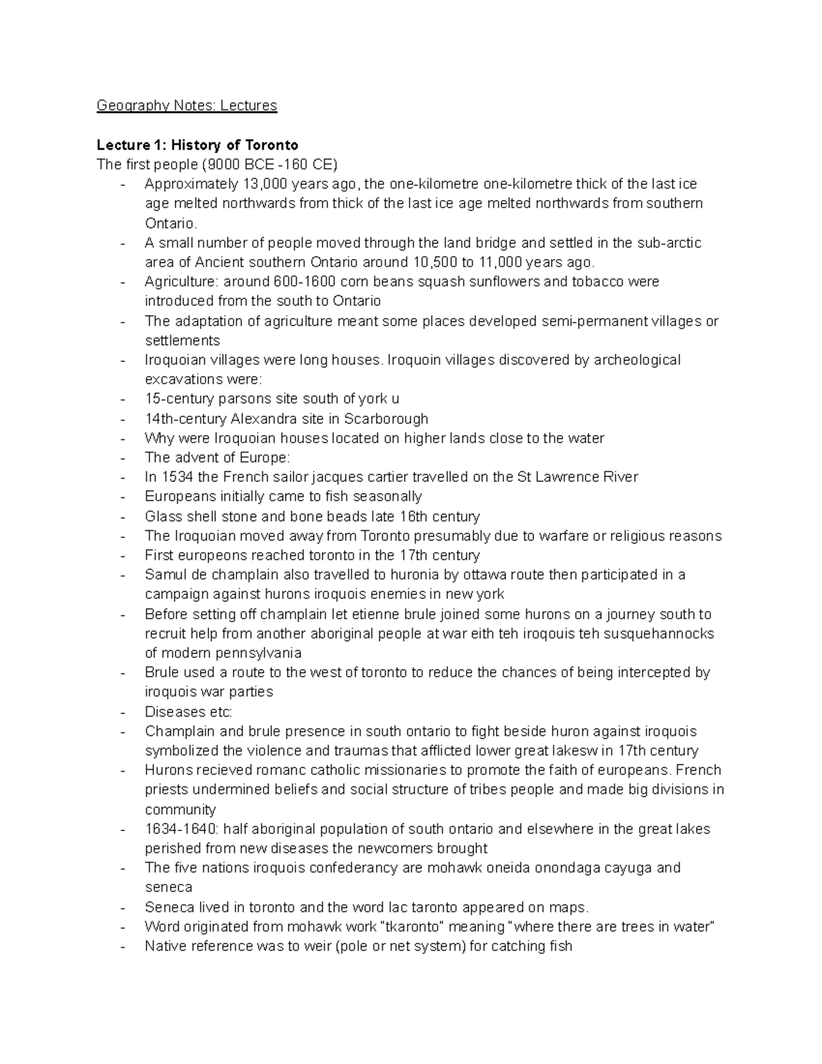 GEO - Midterm Notes - Geography Notes: Lectures Lecture 1: History of ...
