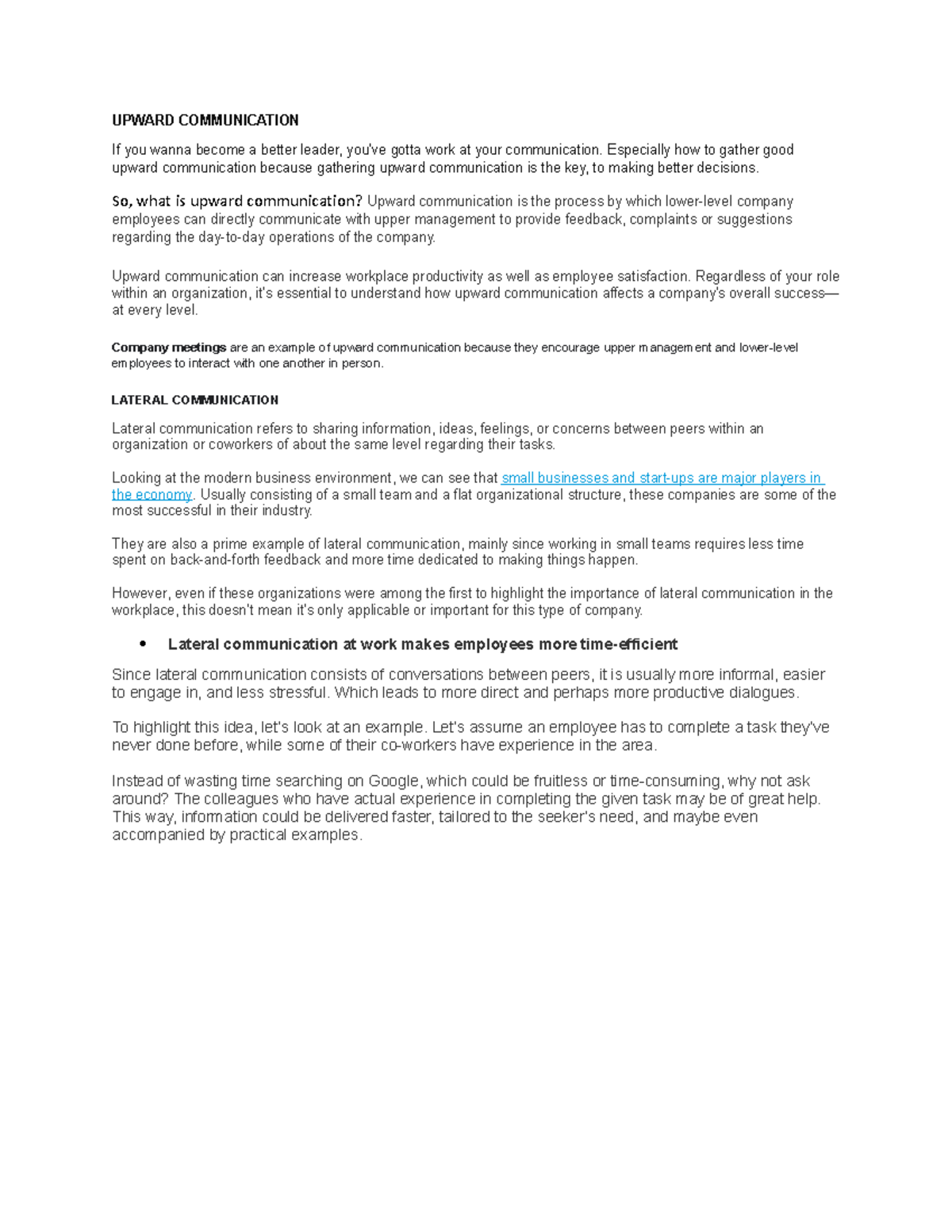 Upward Communication - UPWARD COMMUNICATION If you wanna become a ...