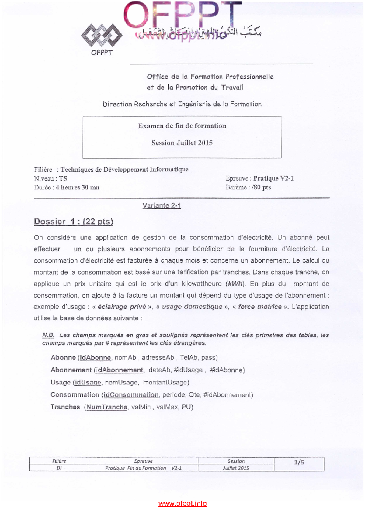 2015 TDI 2A P V2-1 - Examen fin formation Techniques Développement ...