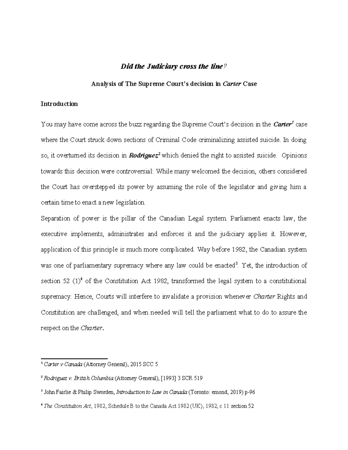 Carter Case - Did the Judiciary cross the line? Analysis of The Supreme ...