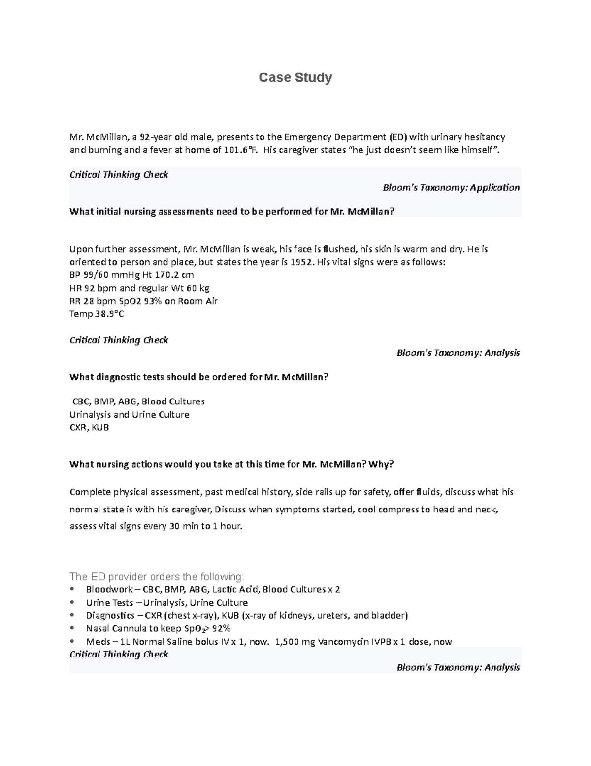 blooms taxidermy application - Case Study Mr. McMillan, a 92-year old ...