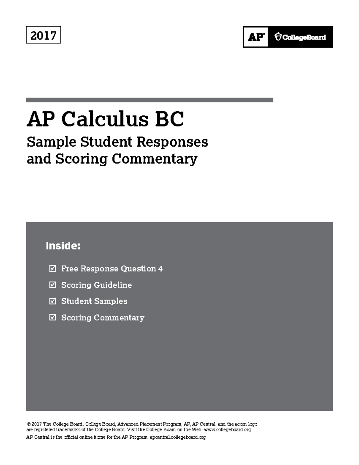 2017 Q4 Answer - notes - 2017 AP Calculus BC Sample Student Responses ...