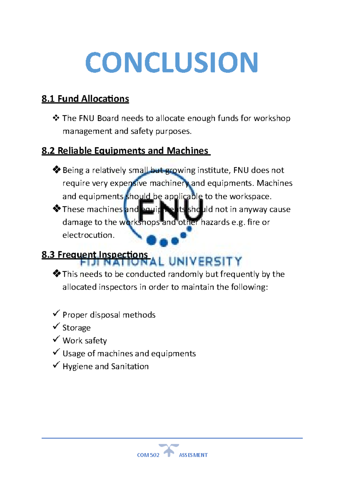Conclusion - book - CONCLUSION 8 Fund Allocations The FNU Board needs ...