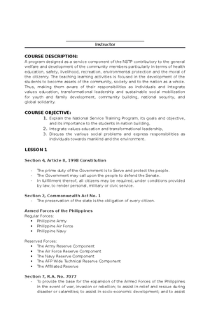 NSTP- Module Lesson-2 - LESSON 2 THE BASIC VALUES OF THE FILIPINOS ...