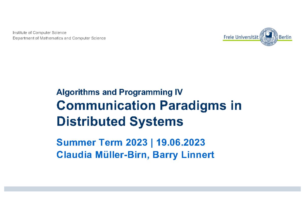 17 Communication Paradigms In Distributed Systems Institute Of