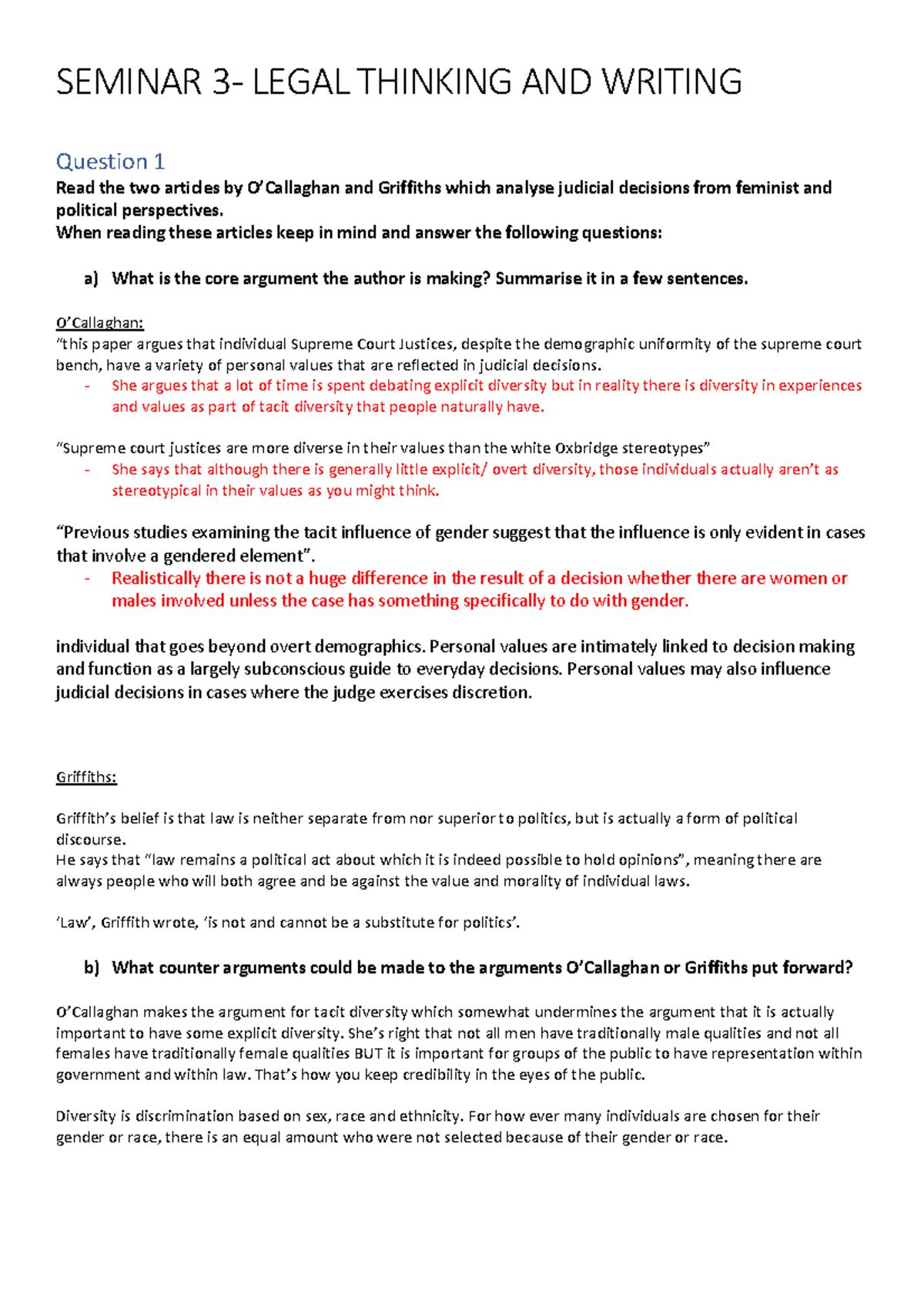 Legal Thinking and Writing Seminar 3 notes - SEMINAR 3 - LEGAL THINKING ...