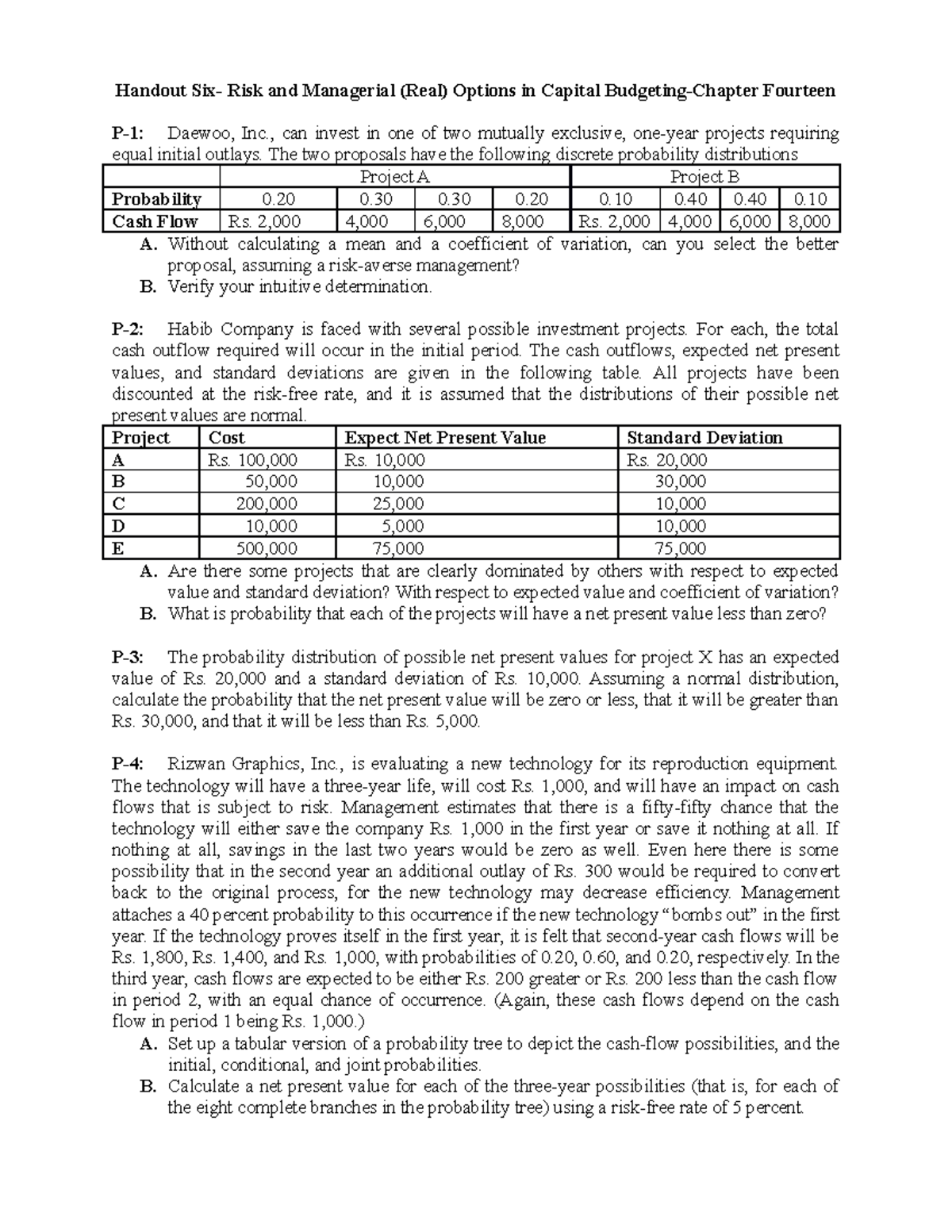 6-Handout Six- Risk and Managerial (Real) Options in Capital Budgeting ...