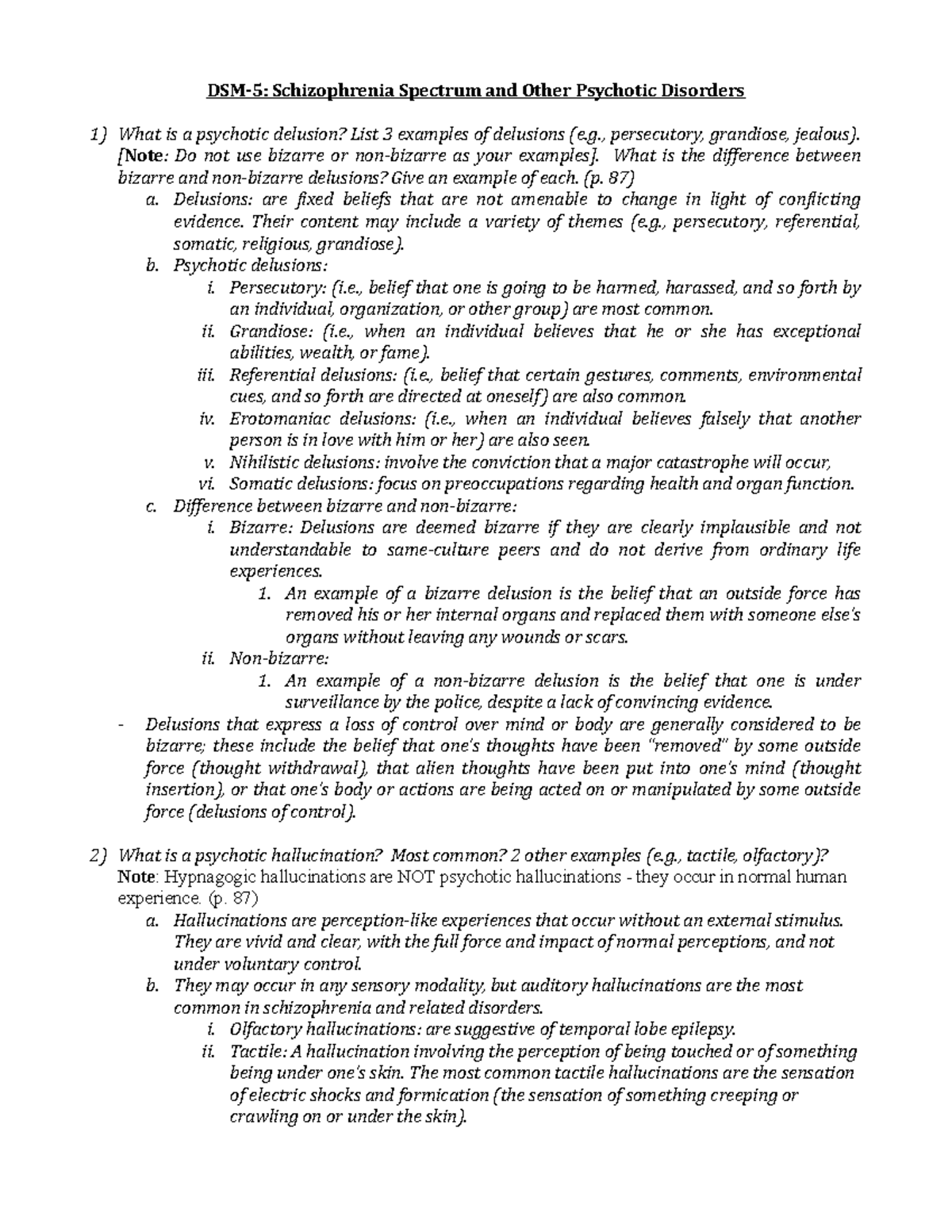 Week 5 - schizophrenia spectrum- book questions and guide - DSM-5 ...