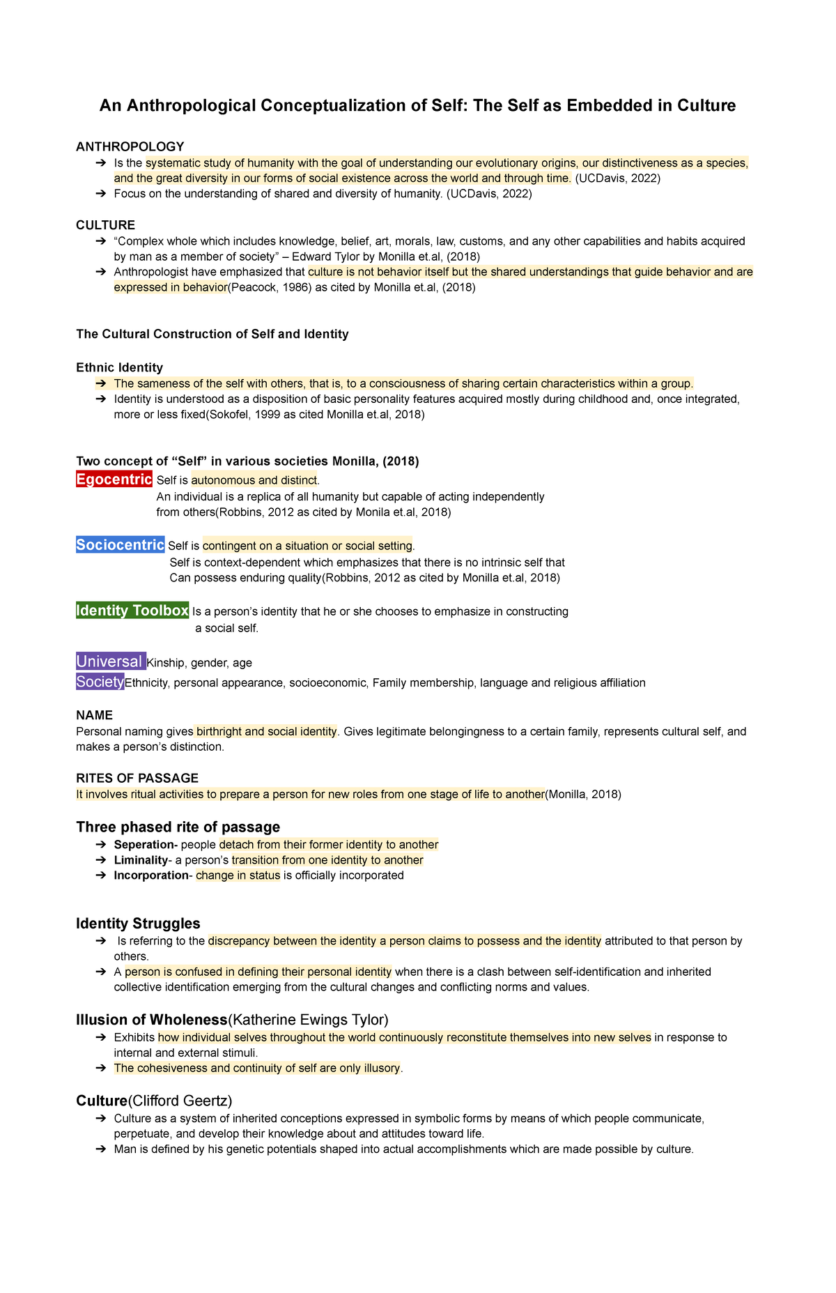 An Anthropological Conceptualization of Self The Self as Embedded in Culture - An ...