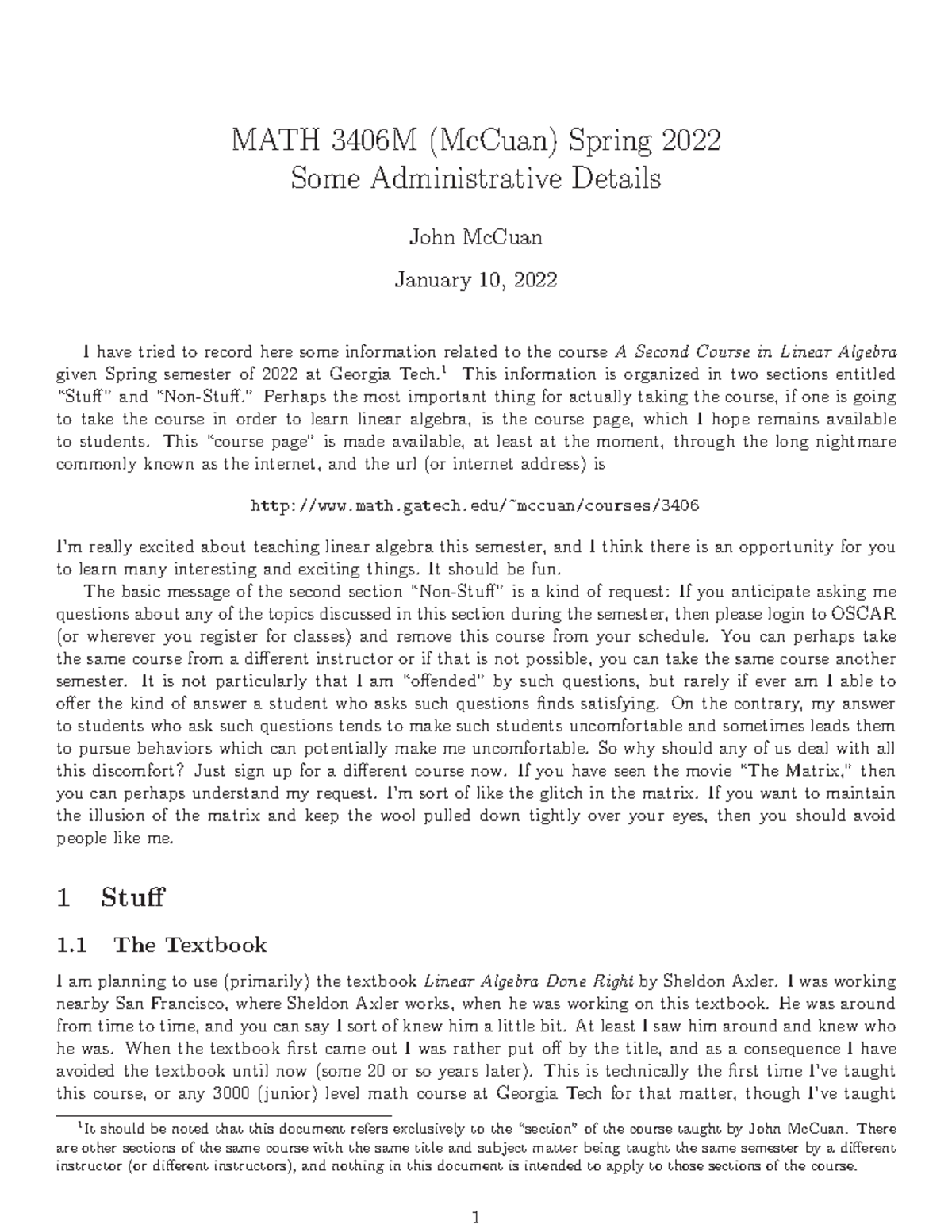 Syllabus for Math Class - MATH 3406M (McCuan) Spring 2022 Some ...