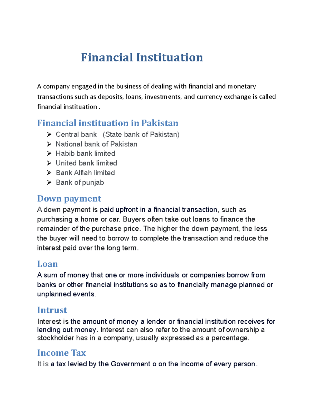 Financial Instituation - Financial instituation in Pakistan Central ...