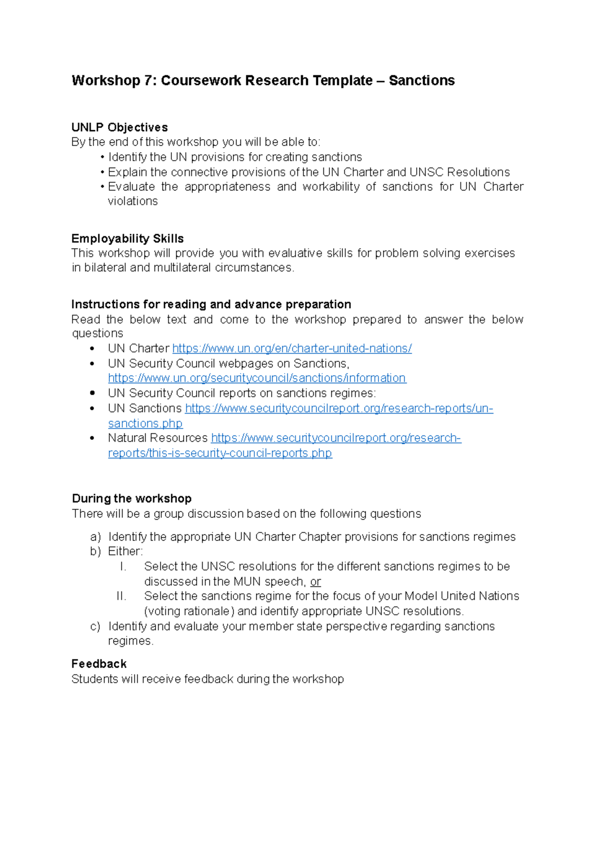 Workshop 7 - WEEK 7 ACTIVITY - Workshop 7: Coursework Research Template ...