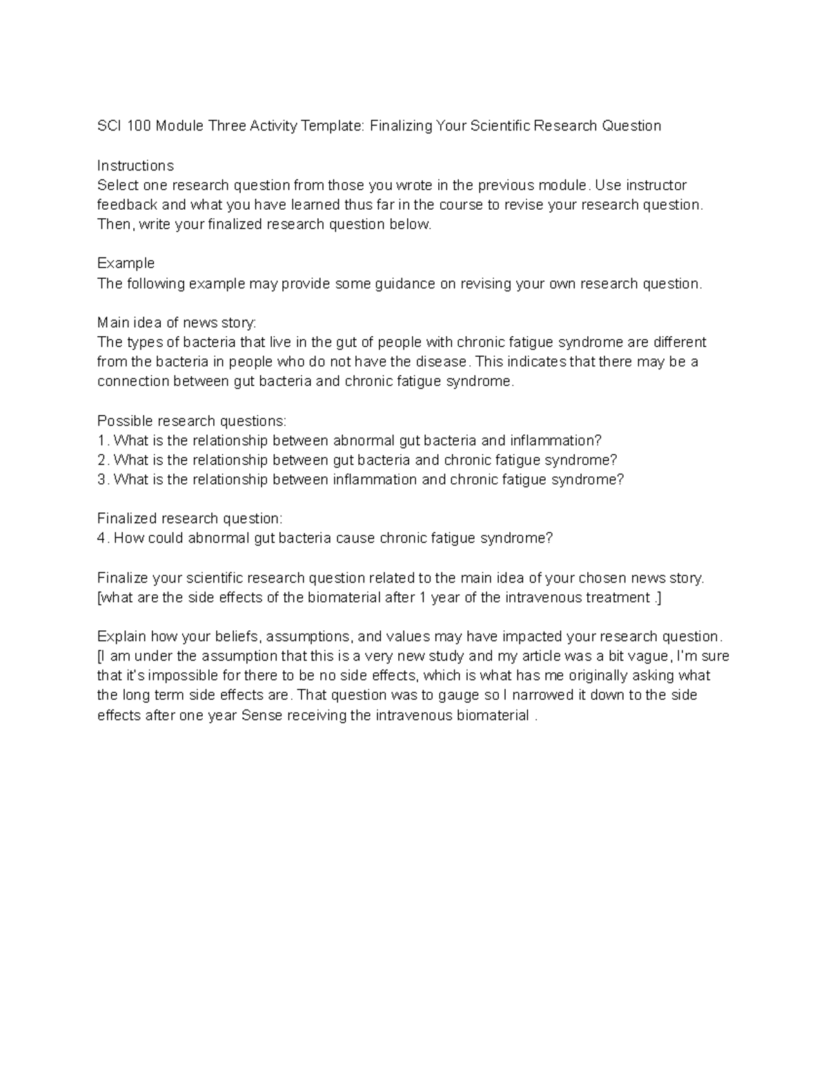 Natural science module 3 - SCI 100 Module Three Activity Template ...