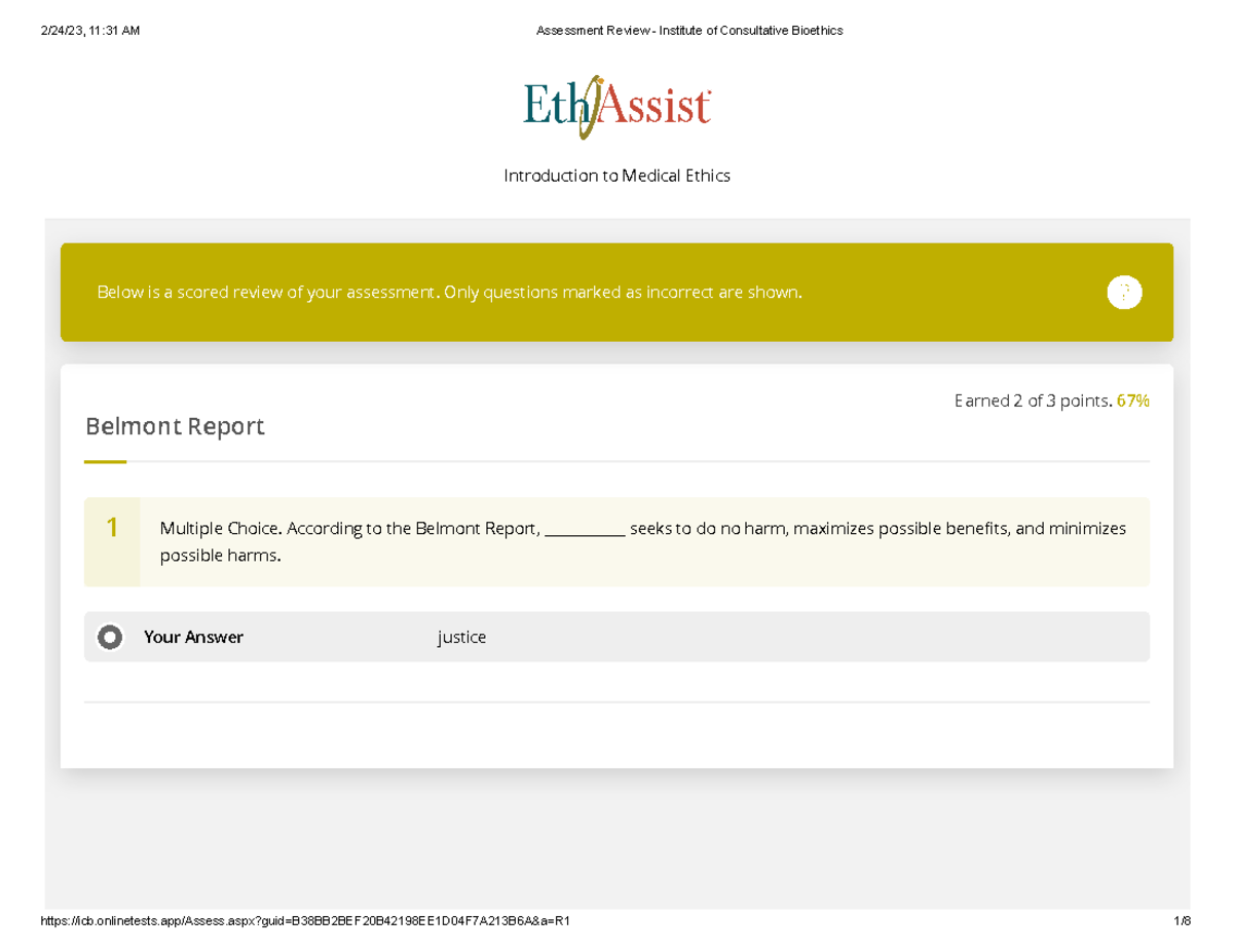 Assessment Review - Institute of Consultative Bioethics - Introduction ...