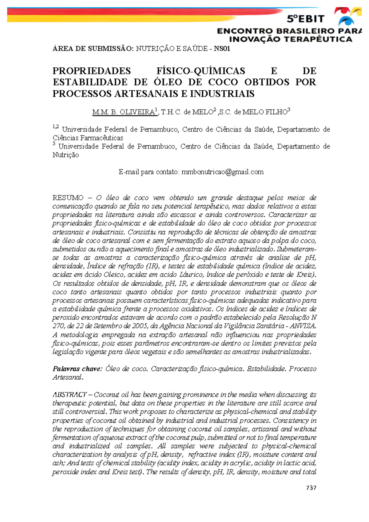 Galoa proceedings ebit 2017 85721 - ÁREA DE SUBMISSÃO: NUTRIÇÃO E SAÚDE ...
