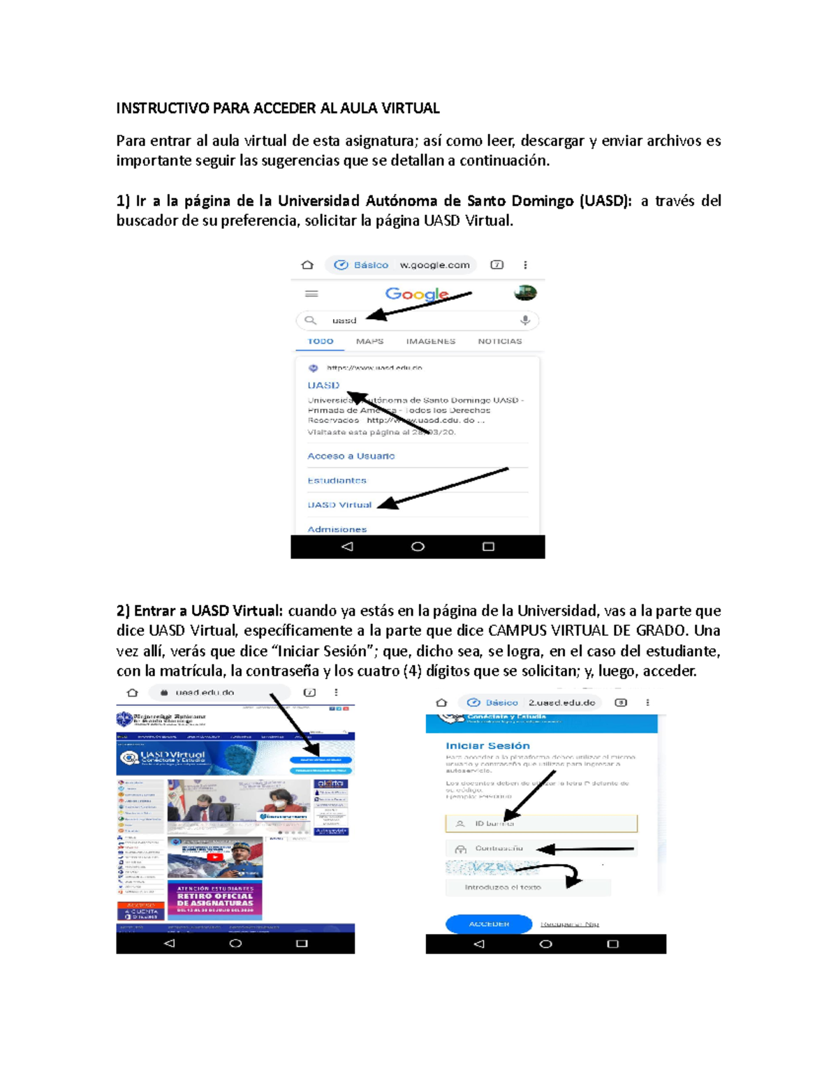 Instructivo de interacci Ã³n virtual y programa de clases - INSTRUCTIVO PARA ACCEDER AL AULA ...