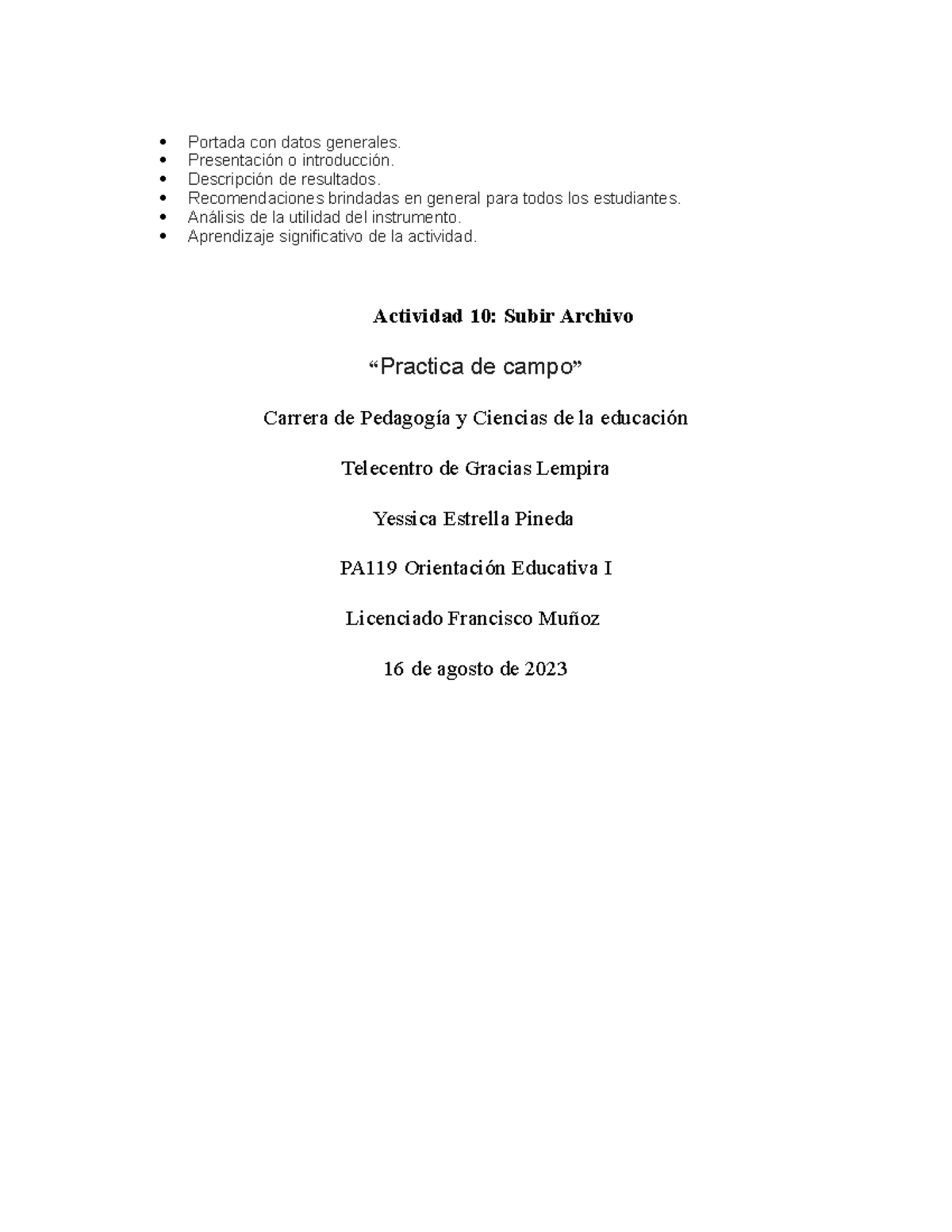 Orientacion educativa - Portada con datos generales. Presentación o ...