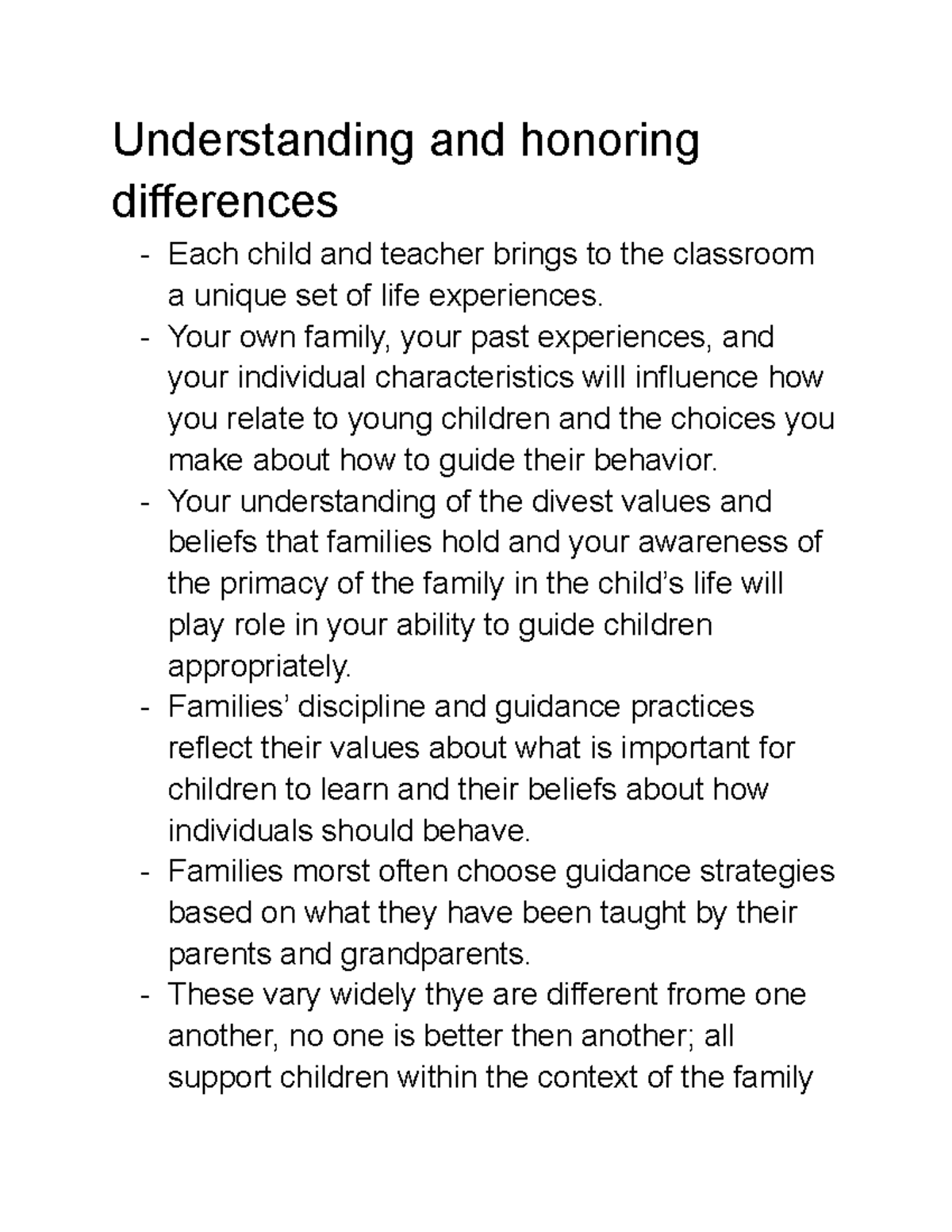 Understanding and honoring differences - Understanding and honoring ...