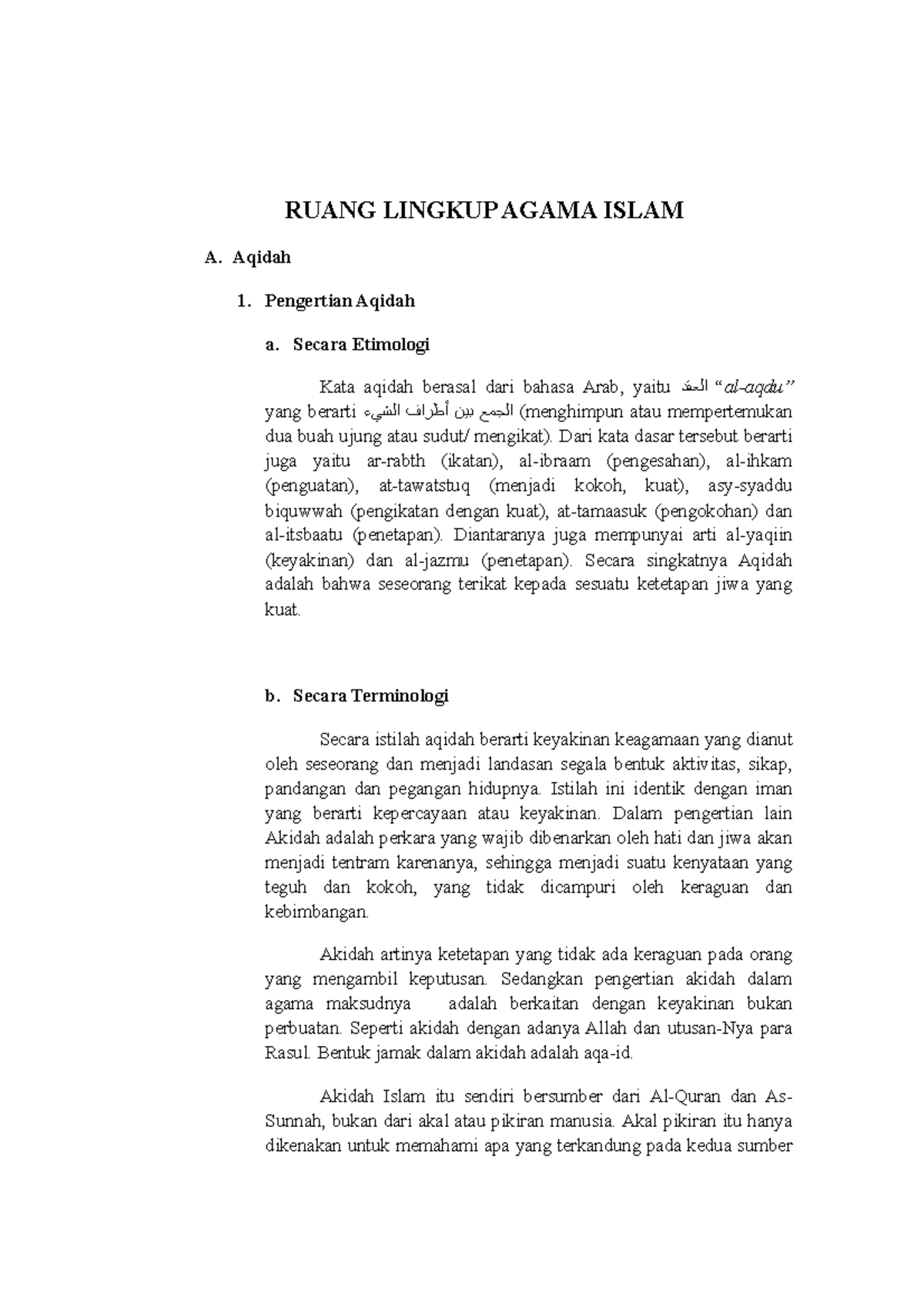 Ruang Lingkup Agama Islam - Aqidah - RUANG LINGKUP AGAMA ISLAM A ... Ruang Lingkup Agama Islam - Aqidah - RUANG LINGKUP AGAMA ISLAM A ...