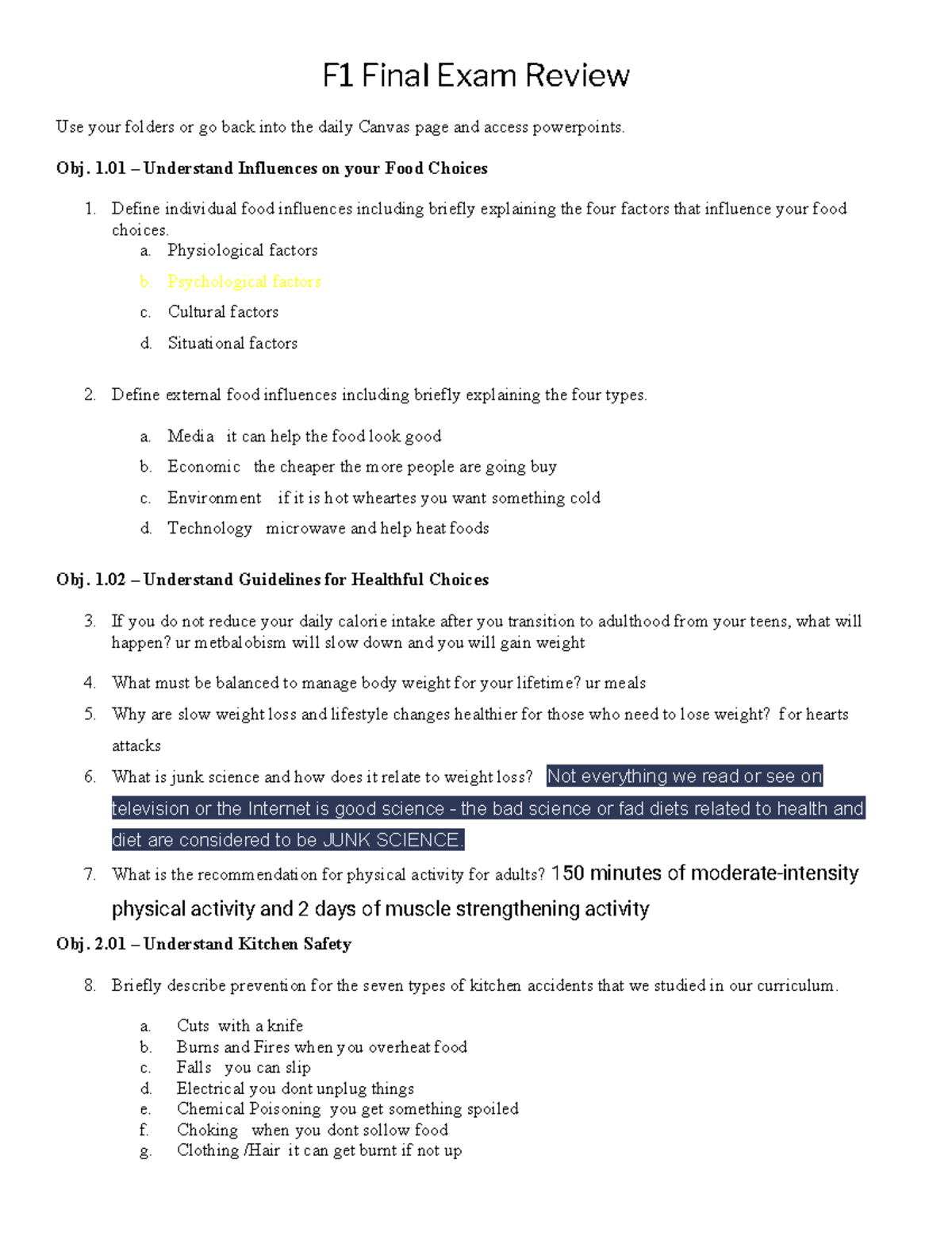 Copy of Final Exam Review Paper Pencil Student - F1 Final Exam Review ...