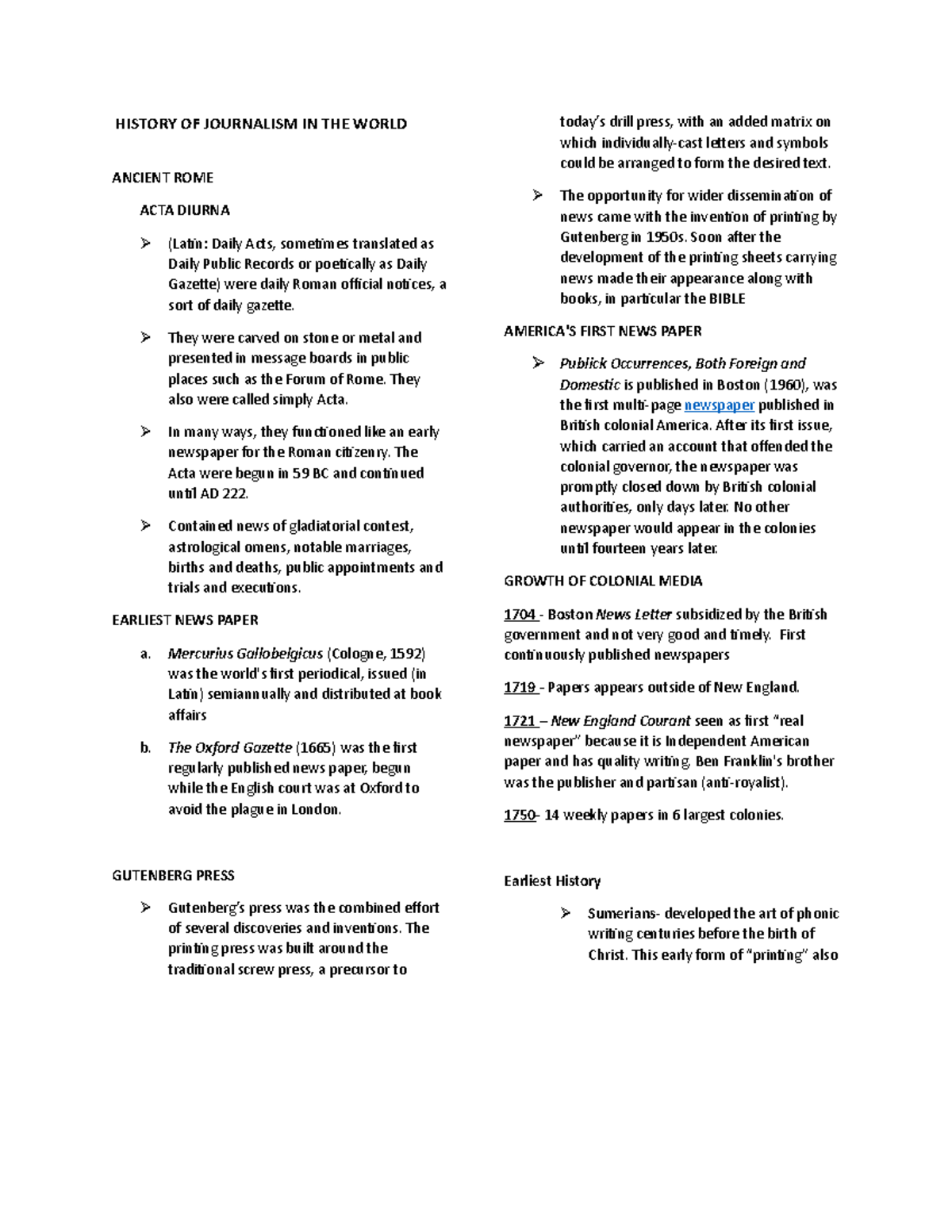 Journ CAMP - 2023 - HISTORY OF JOURNALISM IN THE WORLD ANCIENT ROME ...