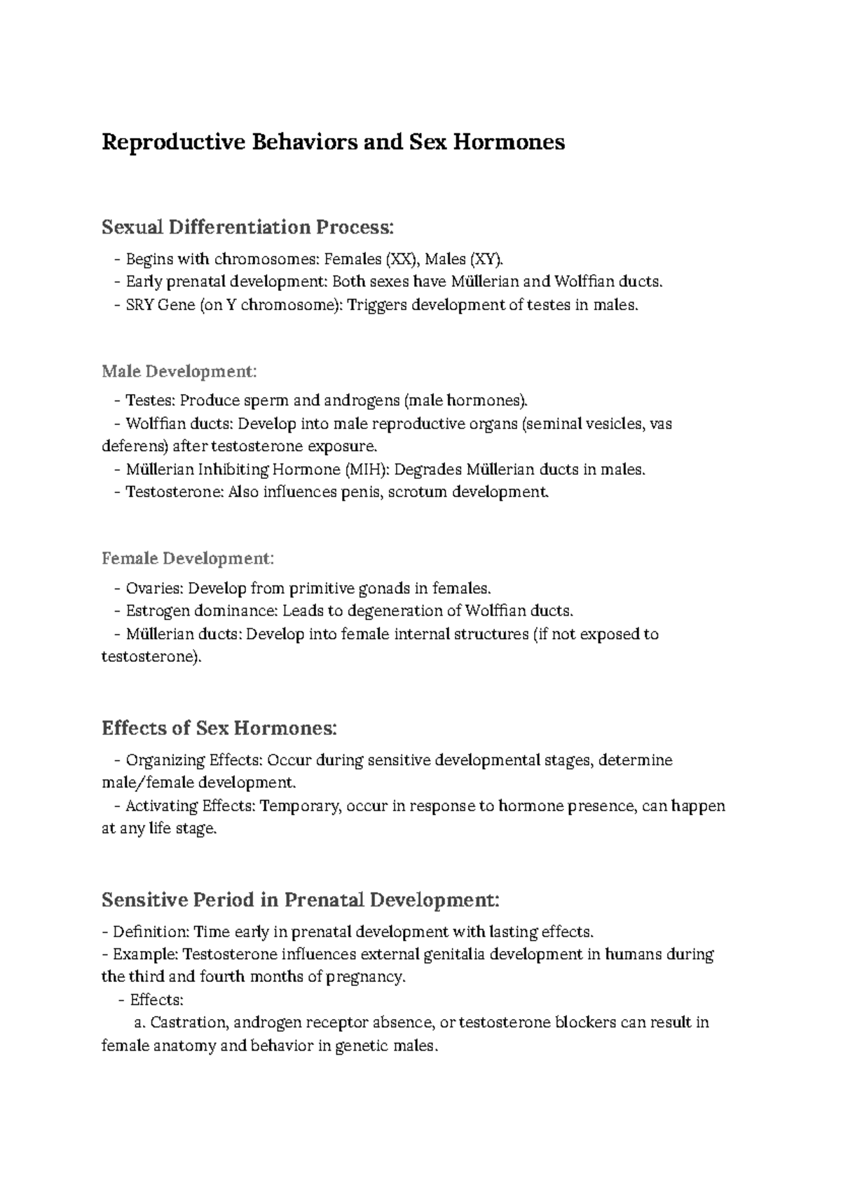 Reproductive Behaviors - Early prenatal development: Both sexes have ...