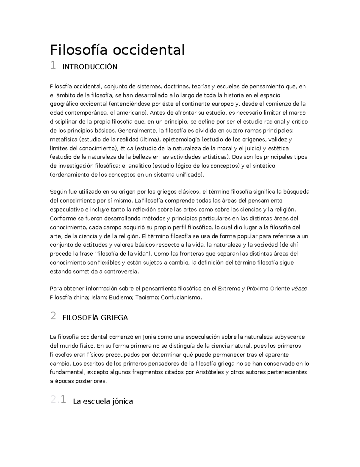 Filosofía occidental - BANCO DE PREGUNTAS - Filosofía occidental 1 ...