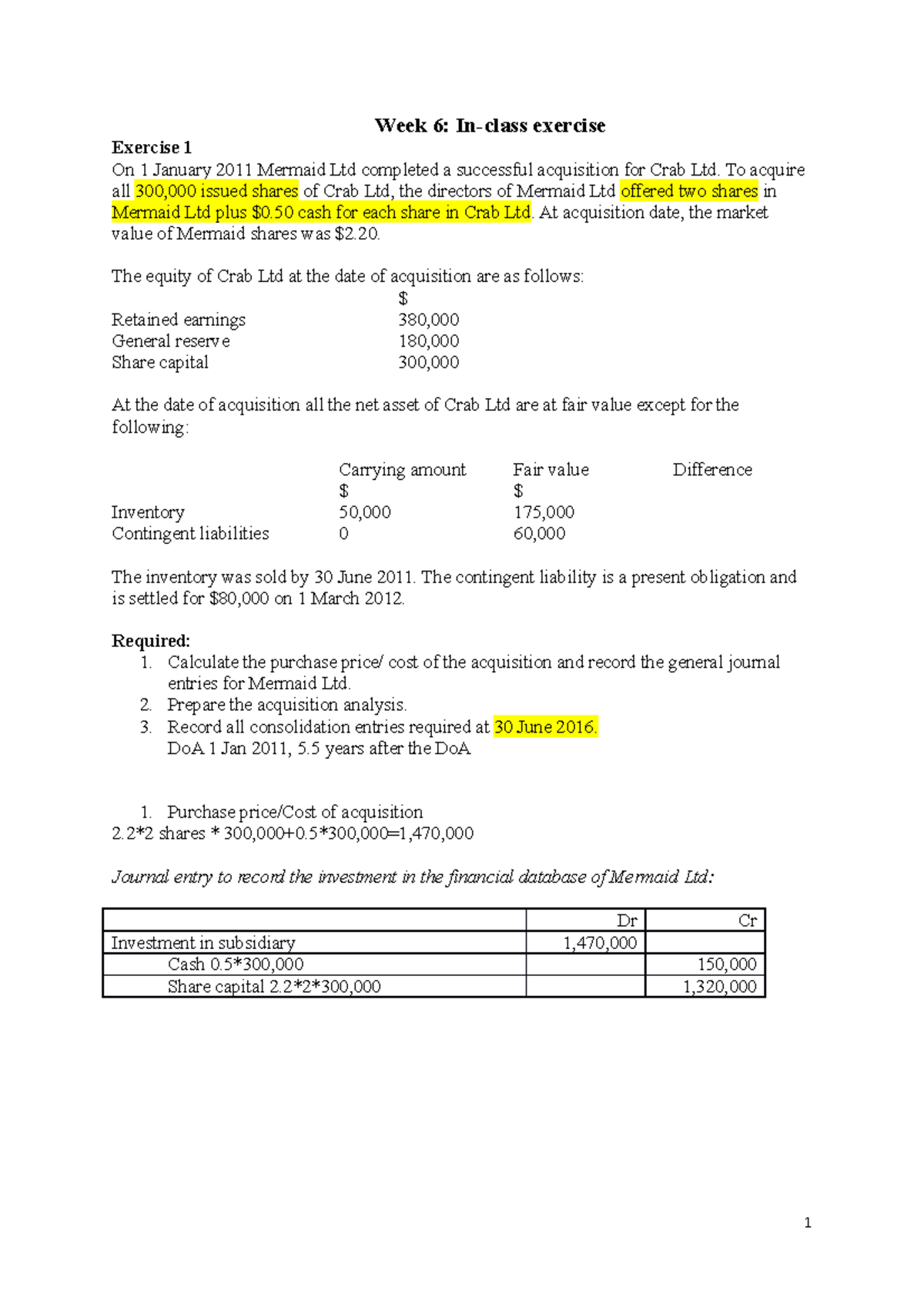 Week 6 tutorial - Week 6: In-class exercise Exercise 1 On 1 January ...