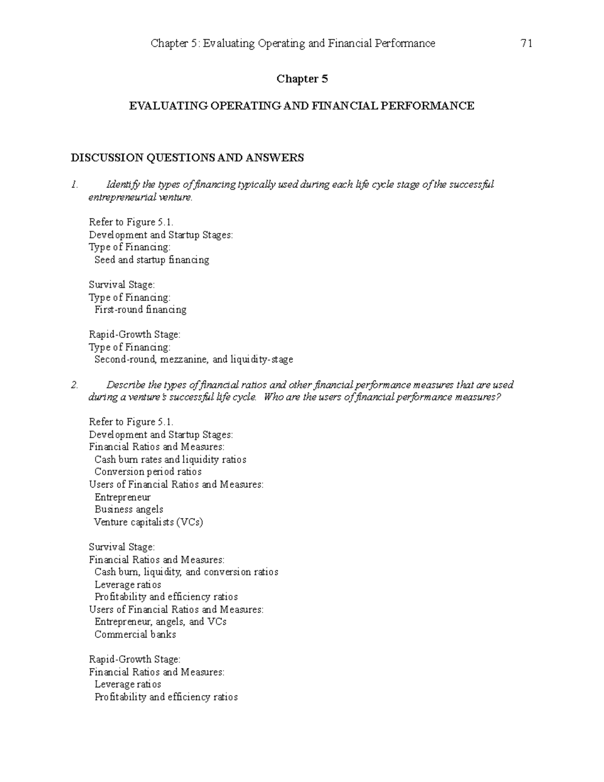 Chp 5 - Chapter 5 EVALUATING OPERATING AND FINANCIAL PERFORMANCE ...
