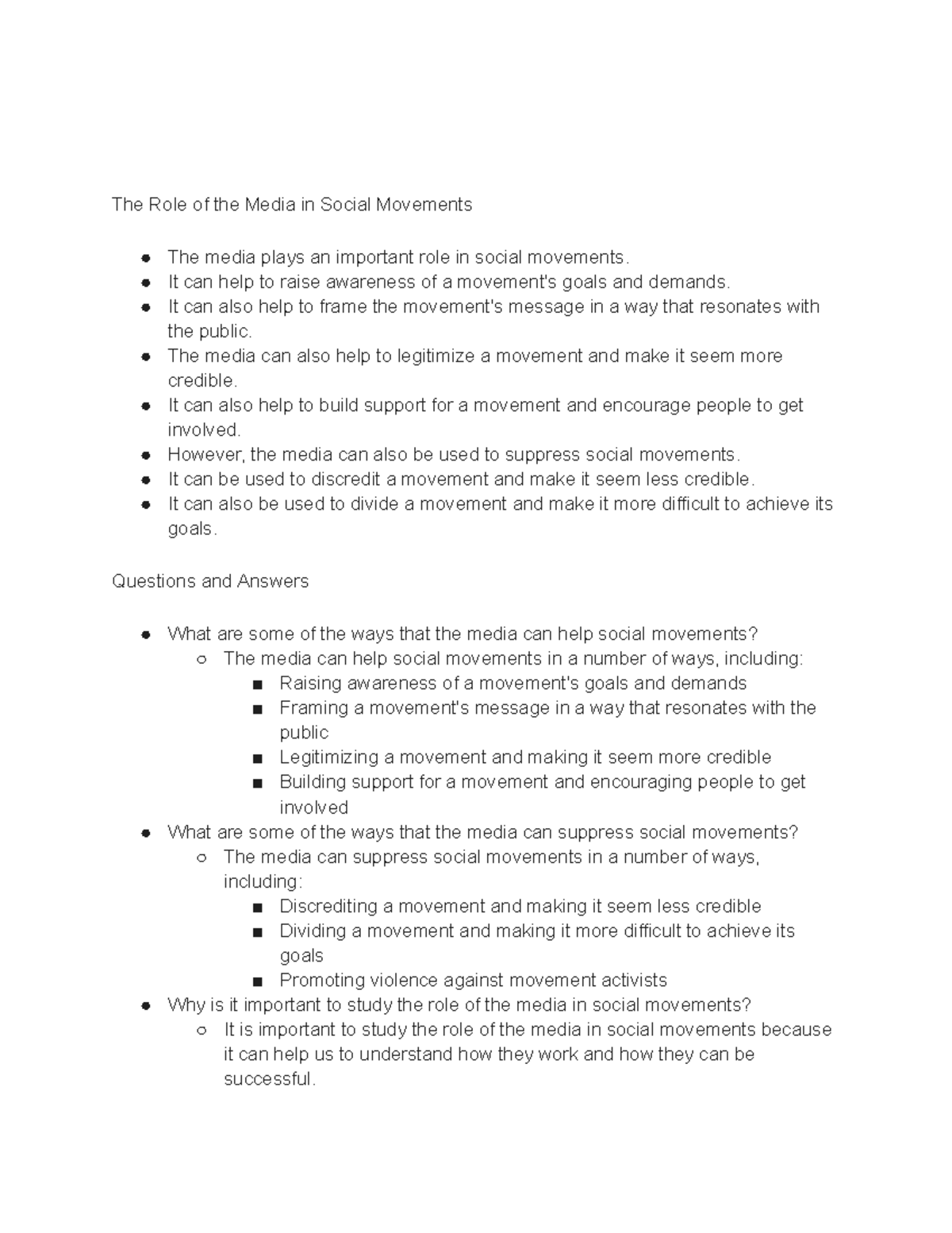 SOCY 332, Lecture 3 - The Role of the Media in Social Movements The ...
