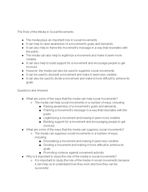 SOCY 332, Lecture 4 - The Impact of Social Movements Social movements ...