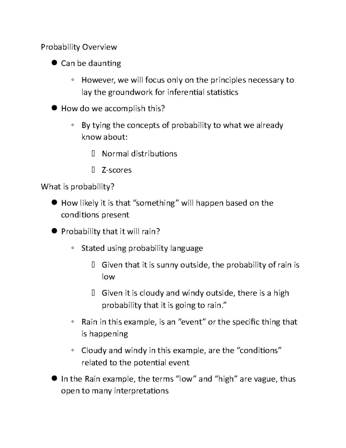 Chapter 5 - Introduction to Statistical Methods - Probability Overview Can be daunting However ...