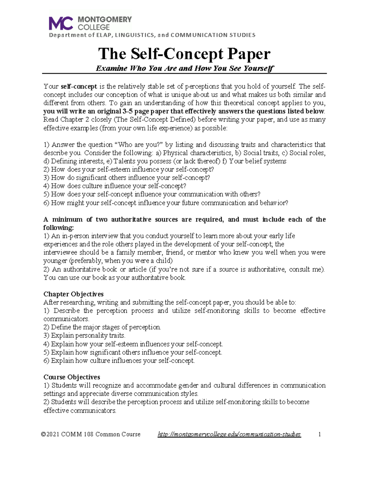 The Self-Concept Paper Examine Who You Are and How You See Yourself ...