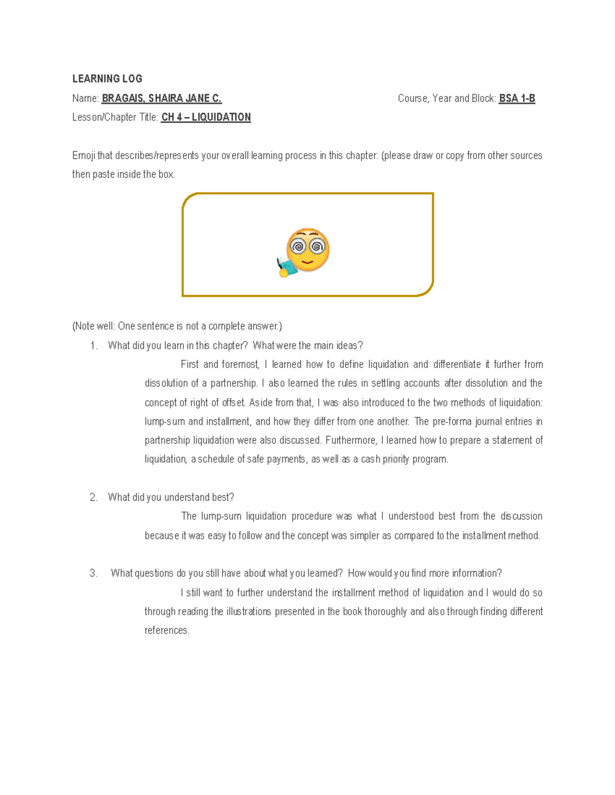 Learning Log Chapter 4 (Bragais Shaira Jane C - LEARNING LOG Name ...