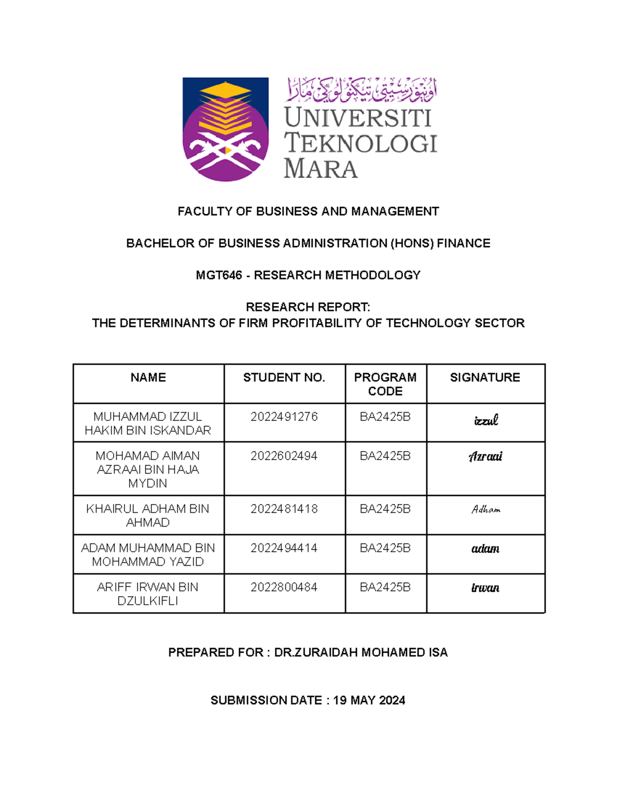MGT 646 - Research Methodology - FACULTY OF BUSINESS AND MANAGEMENT ...