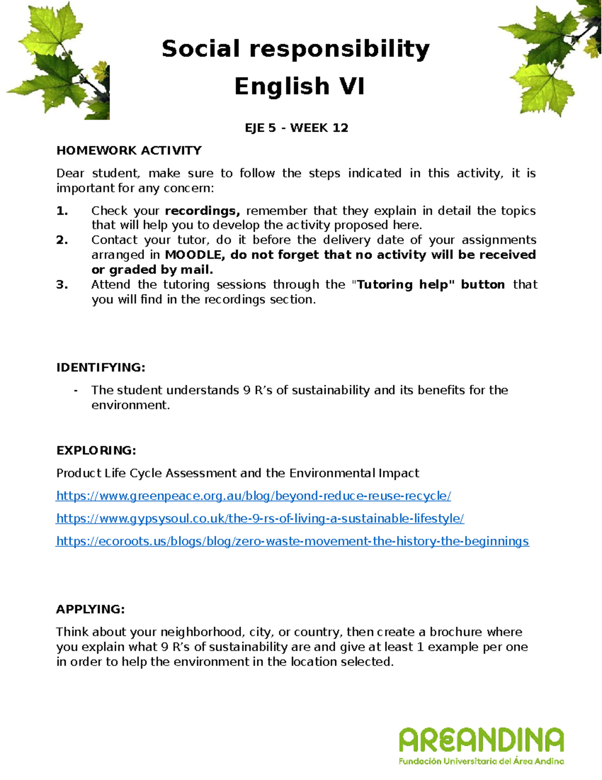 English 6 - EJE 5 - week 12 - EJE 5 - WEEK 12 HOMEWORK ACTIVITY Dear ...