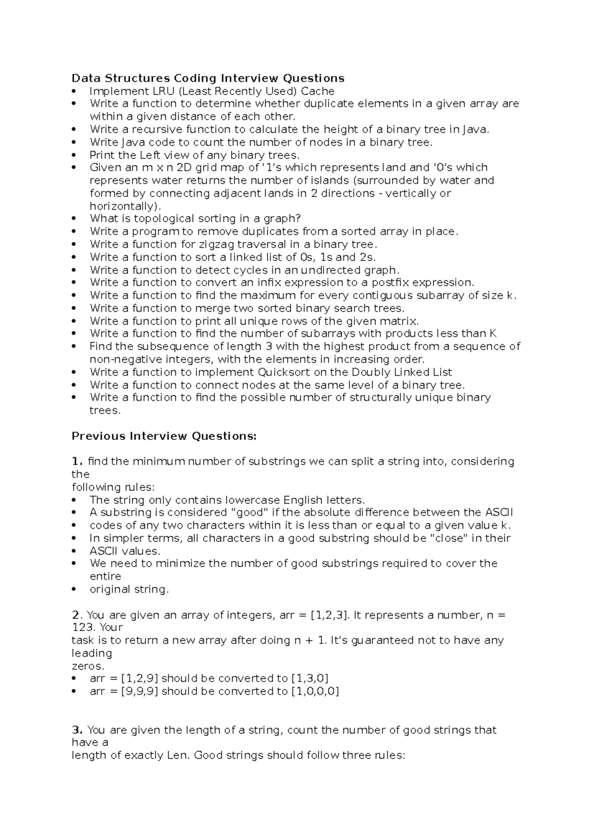 DSA Questions 9 - DSA for practice - Data Structures Coding Interview Questions Implement LRU ...