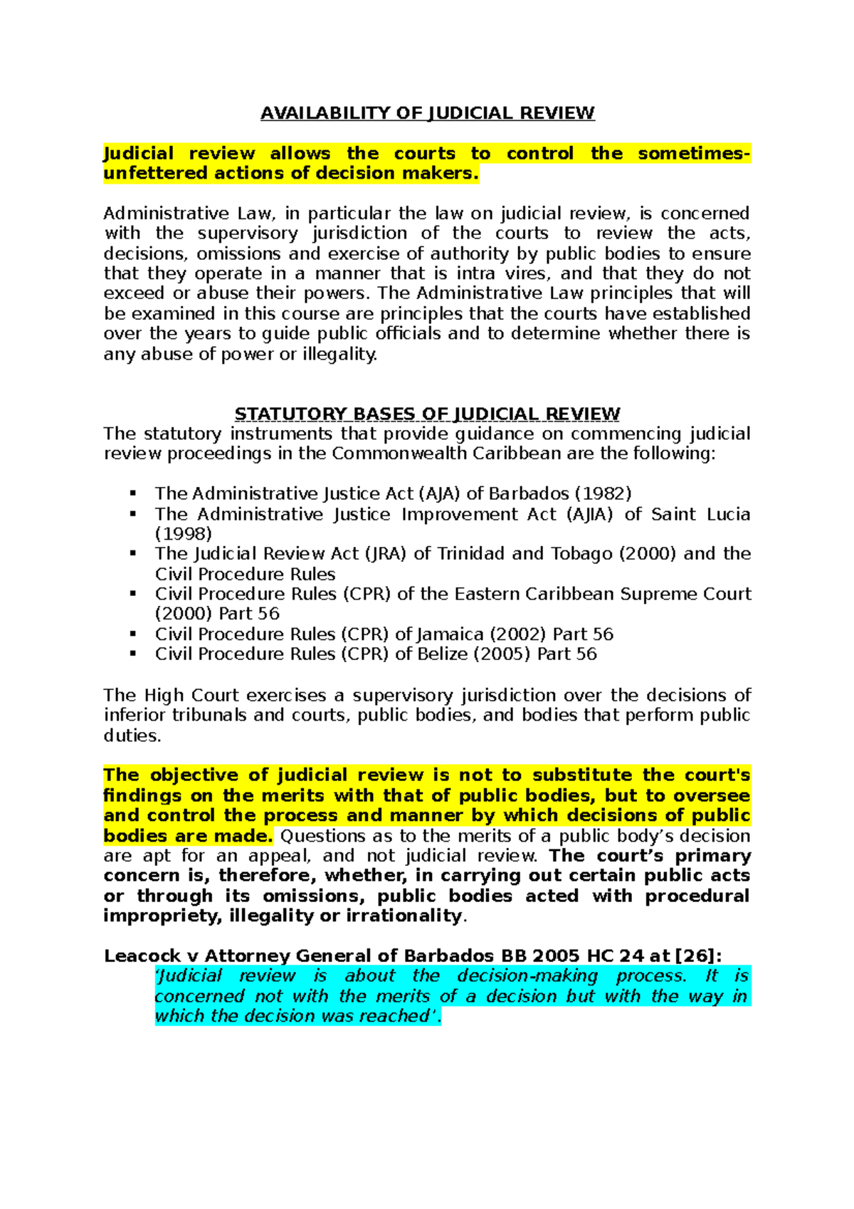 WB 1 - Availability OF Judicial Review - AVAILABILITY OF JUDICIAL ...
