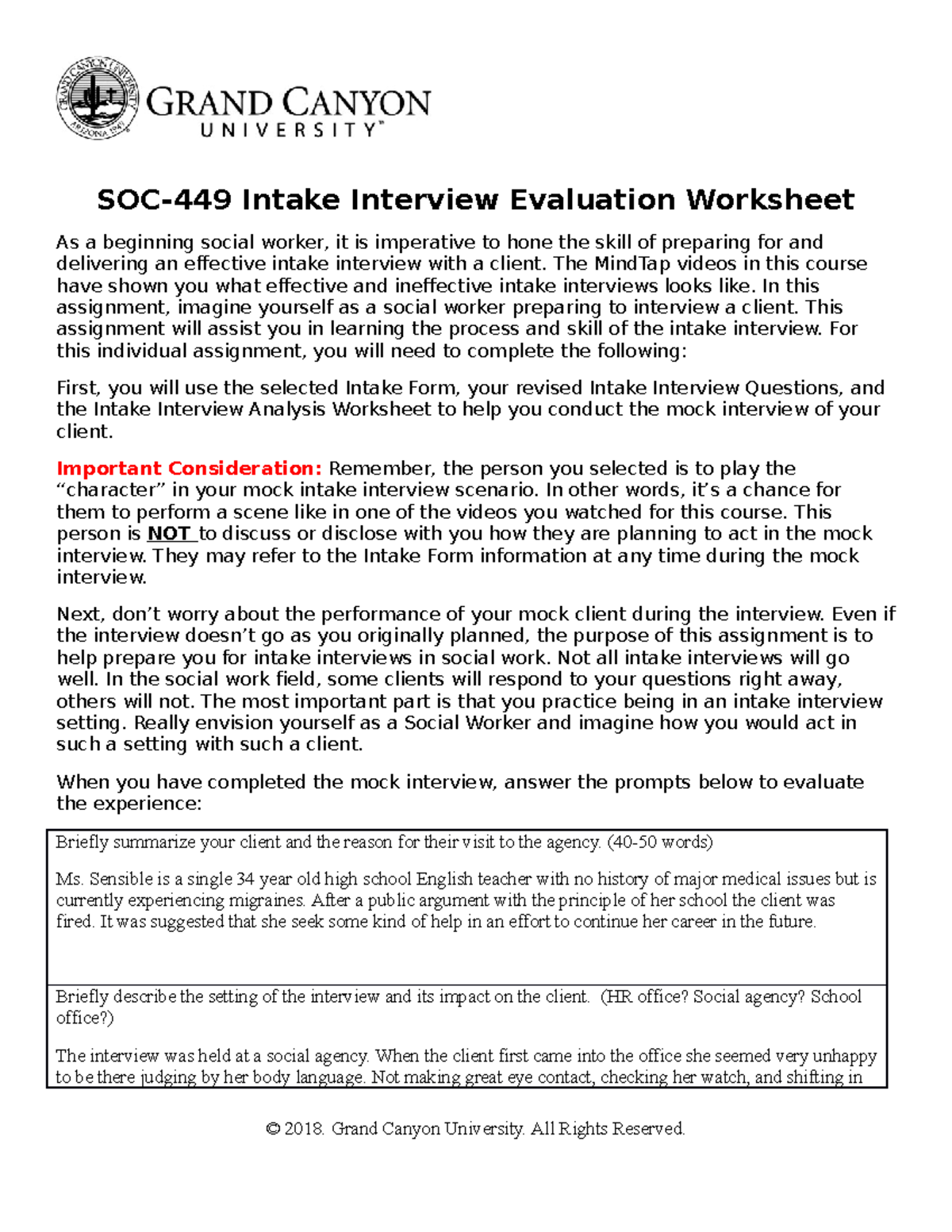 SOC-449.T7Intake Interview Evaluation Worksheet turn in 1 - SOC-449 ...