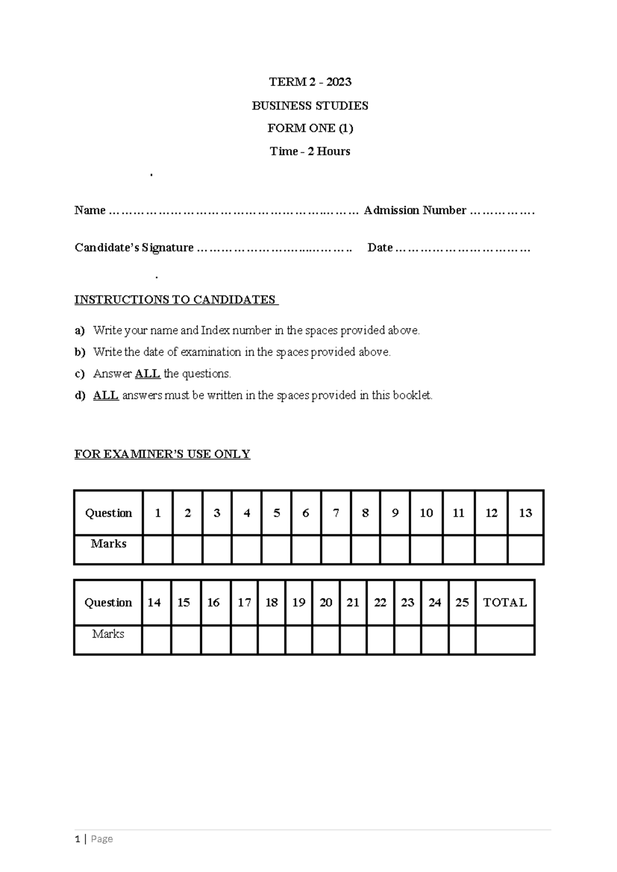2023 Business Studies F1 QS T2 Exam Teacher - TERM 2 - 2023 BUSINESS ...