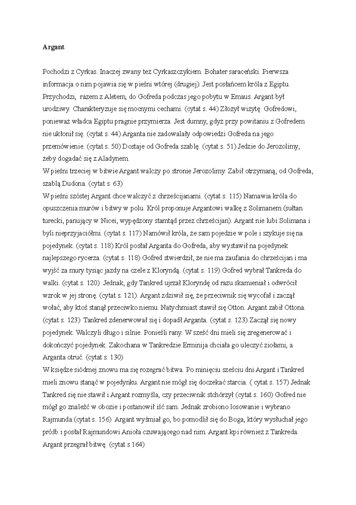 Argant - bohater Jerozolimy Wyzwolonej - Argant Pochodzi z Cyrkas ...