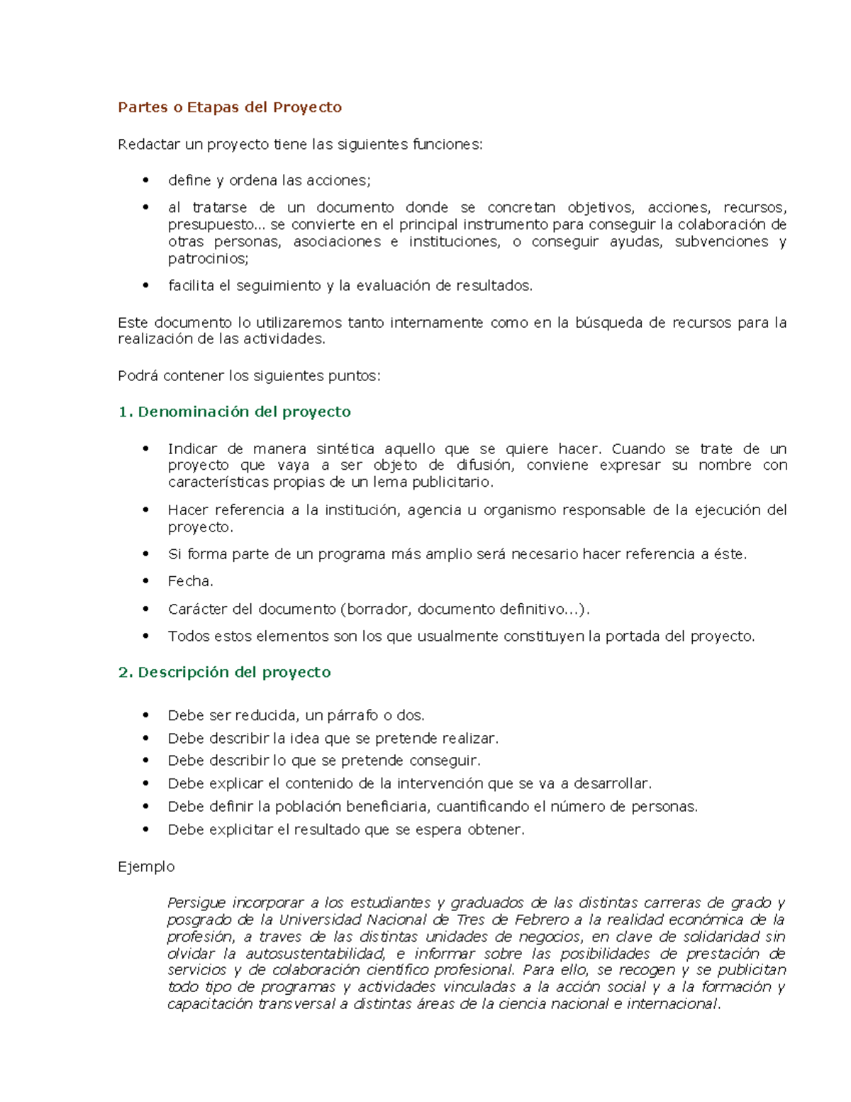 Partes o Etapas del Proyecto - Partes o Etapas del Proyecto Redactar un ...