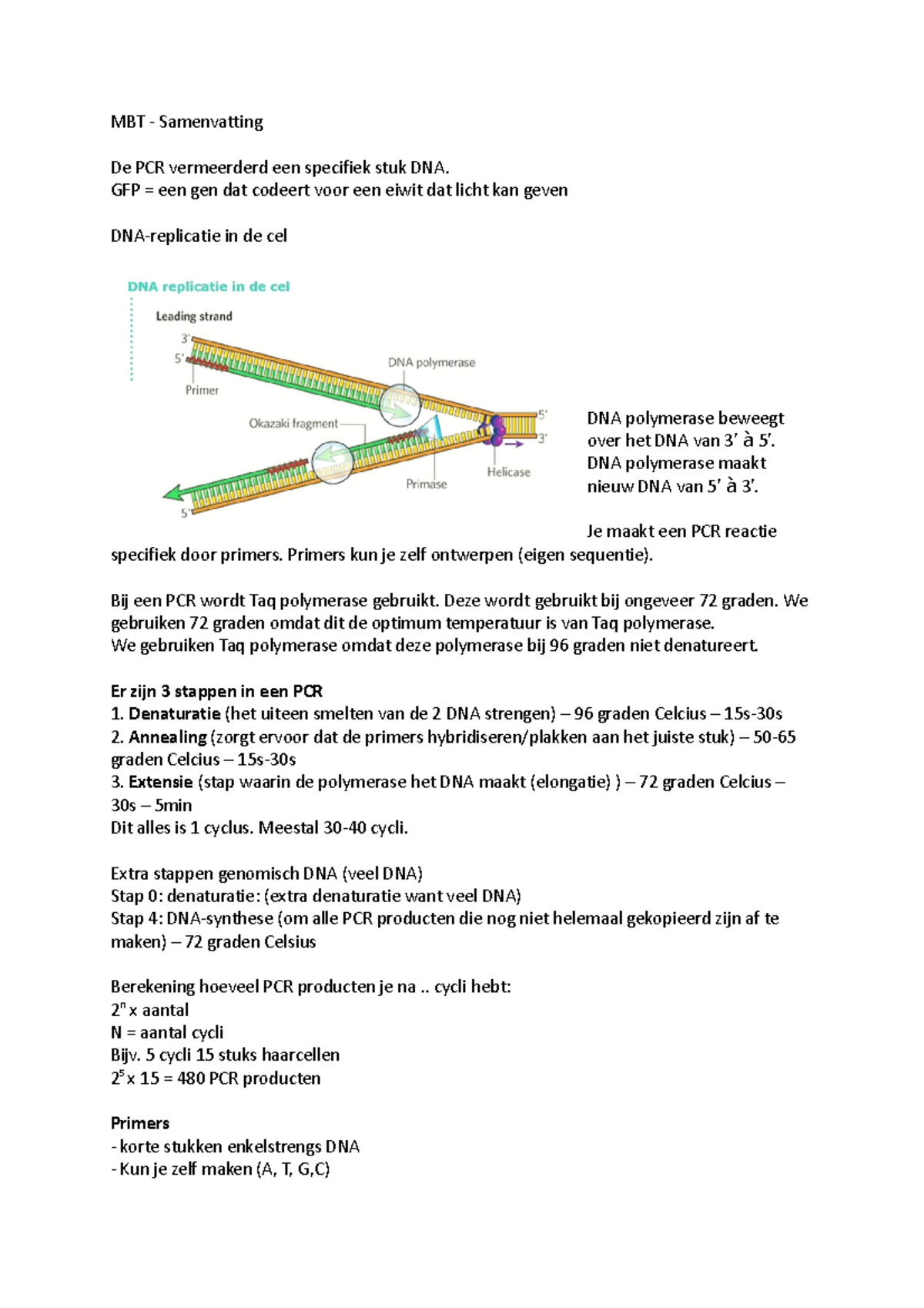 MBT - Samenvatting - GFP = een gen dat codeert voor een eiwit dat licht ...