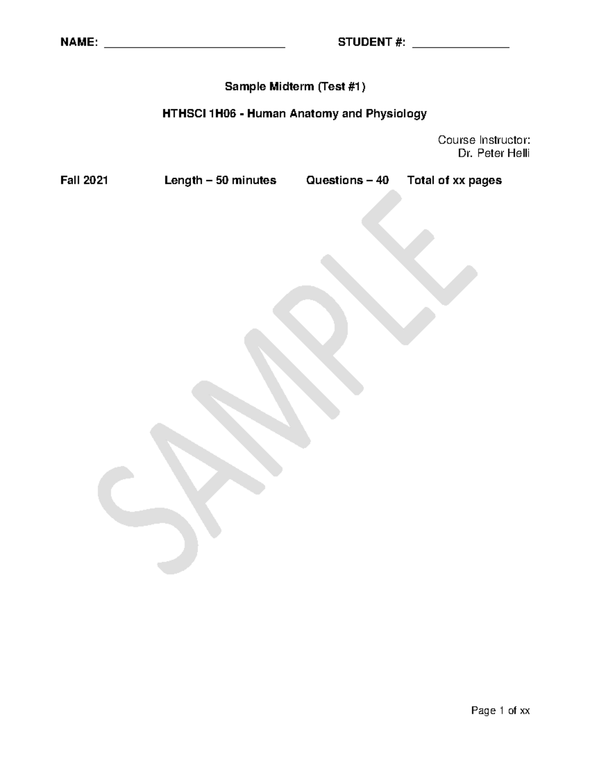 Hthsci 1H06 Sample Midterm Fall 2021 online (answer key) - Sample ...