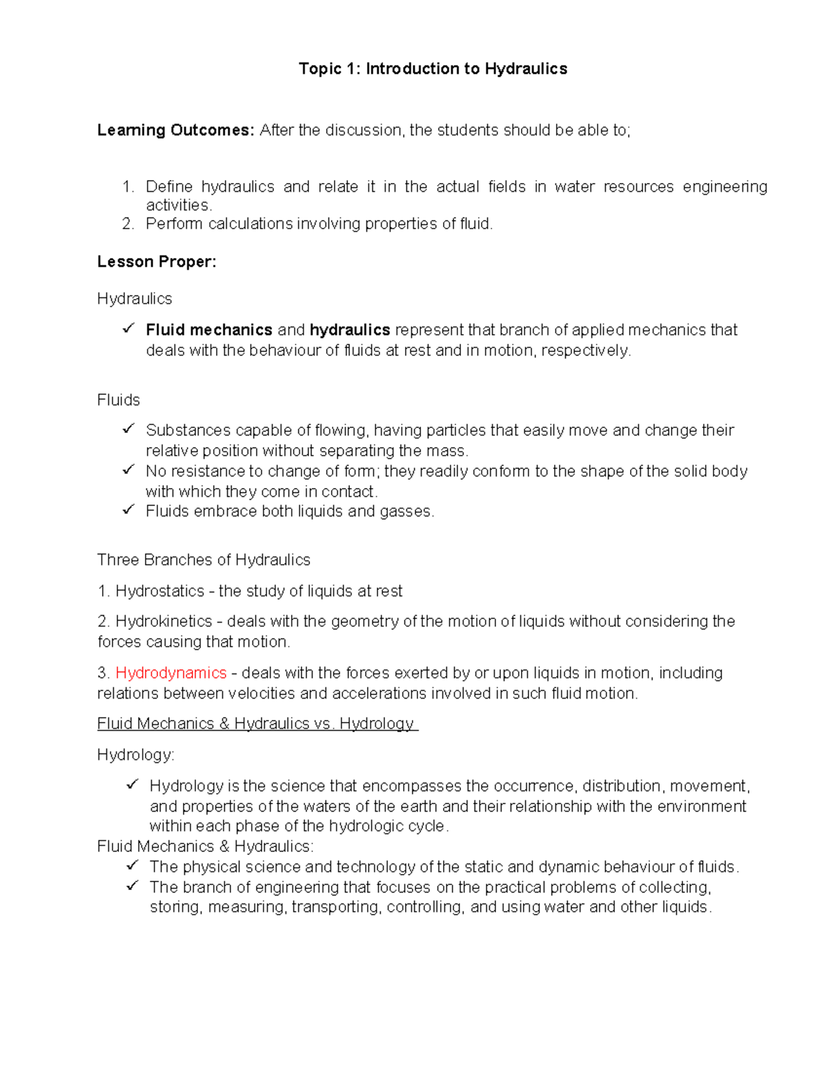 Topic 1 Introduction edited - Topic 1: Introduction to Hydraulics ...