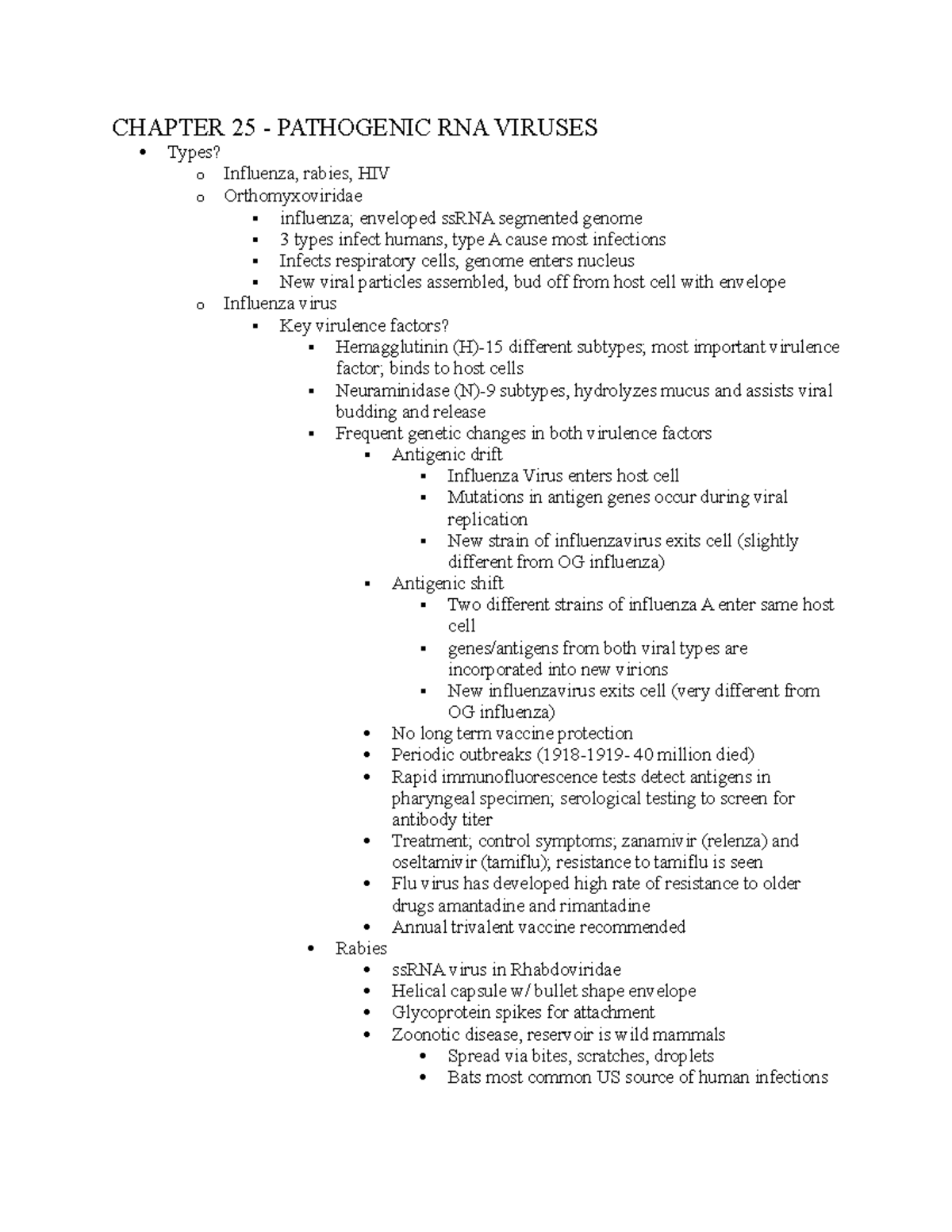 212 CH 25 - Lecture notes 25 - CHAPTER 25 - PATHOGENIC RNA VIRUSES ...